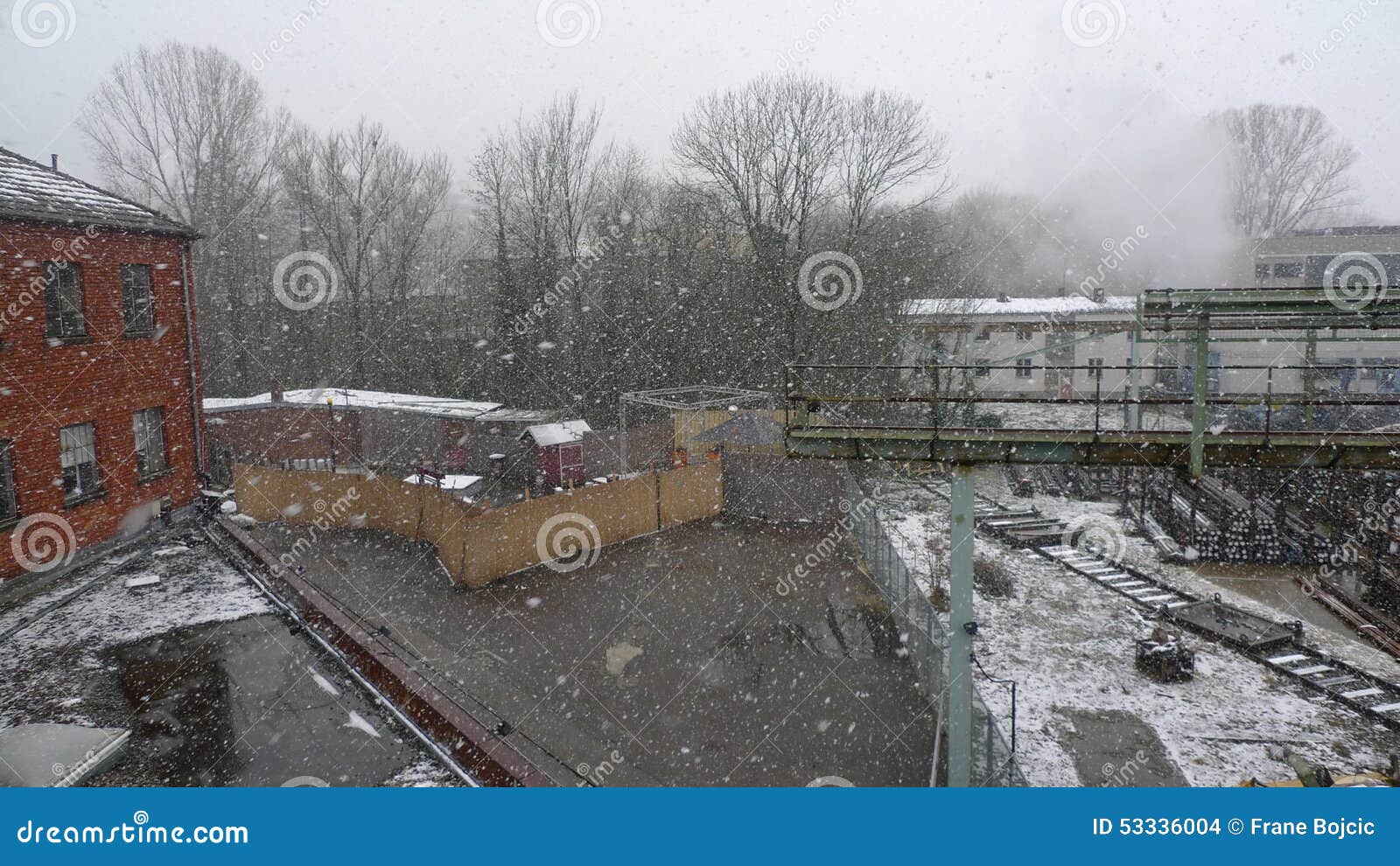 Snow and factory stock photo. Image of brick, area, industry - 53336004