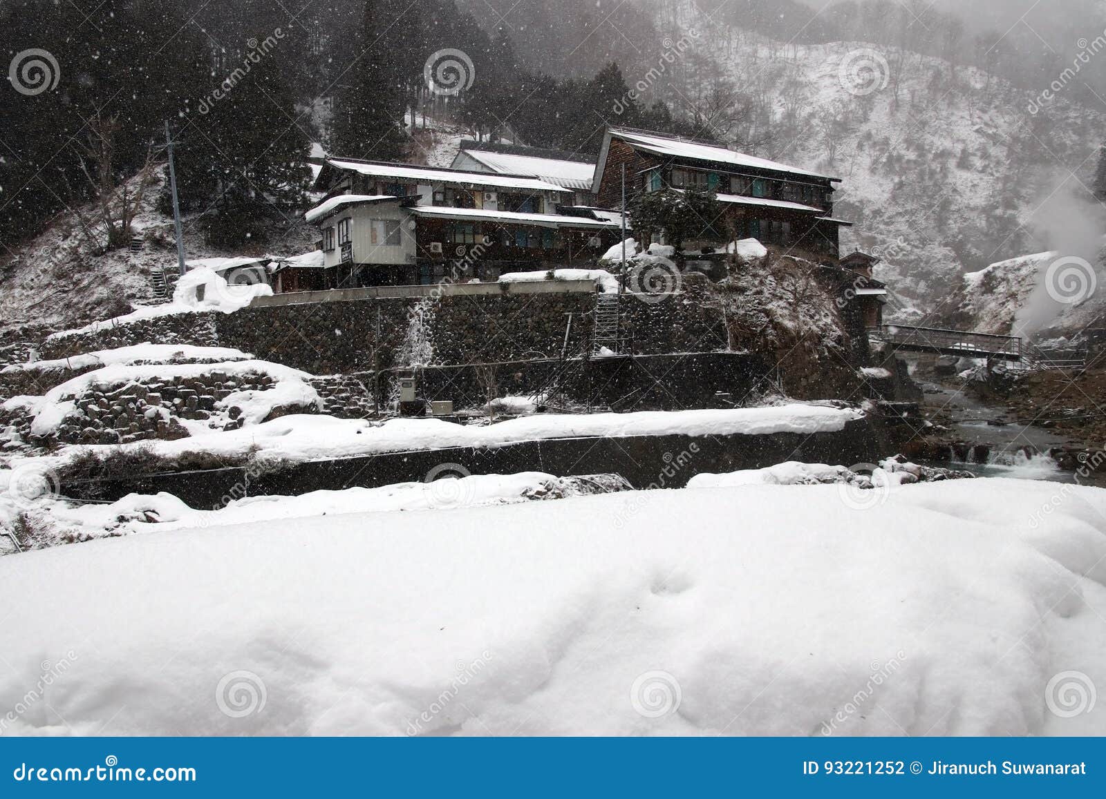 Snow fall in japan stock photo. Image of asian, house - 93221252