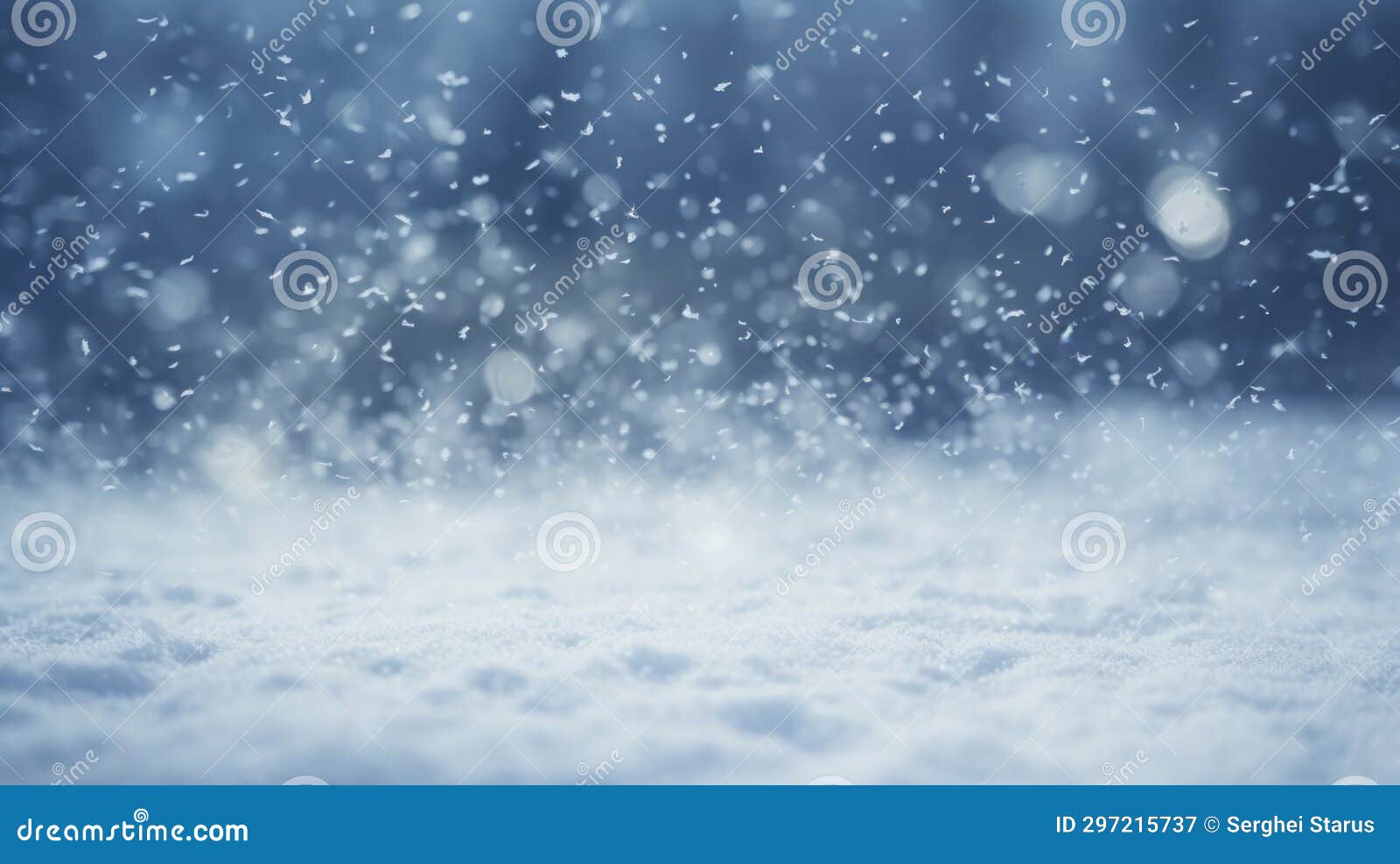 Snow Falling on a Blue Background, AI Stock Illustration - Illustration ...