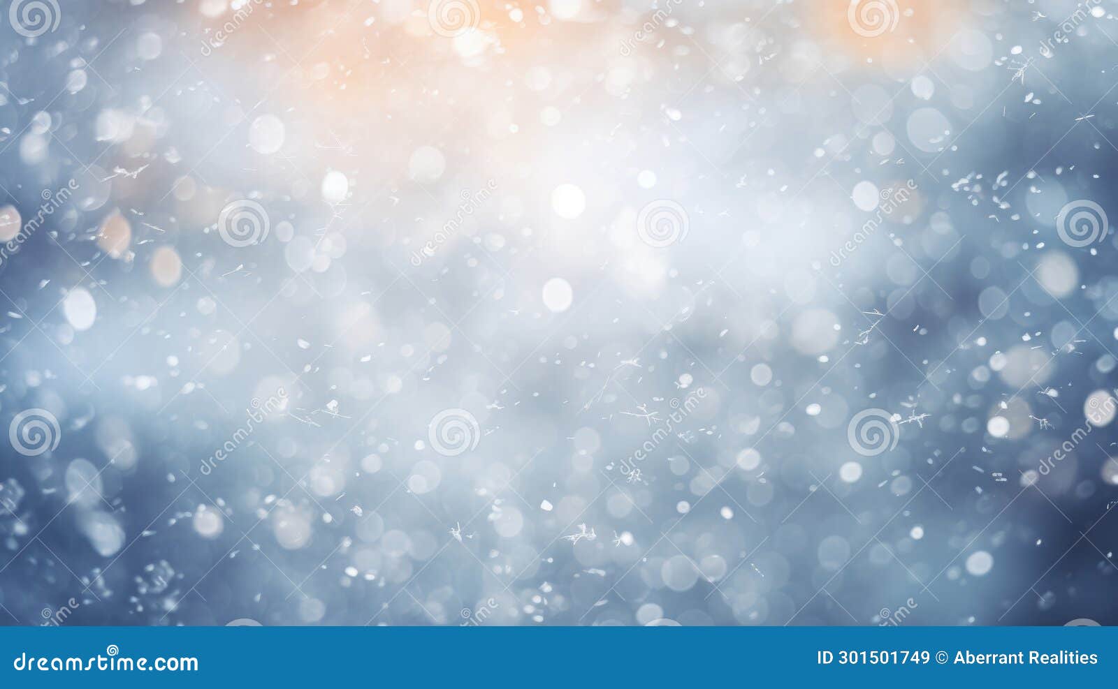 Snow Falling on a Blue Background with Bokeh Effect Stock Illustration ...