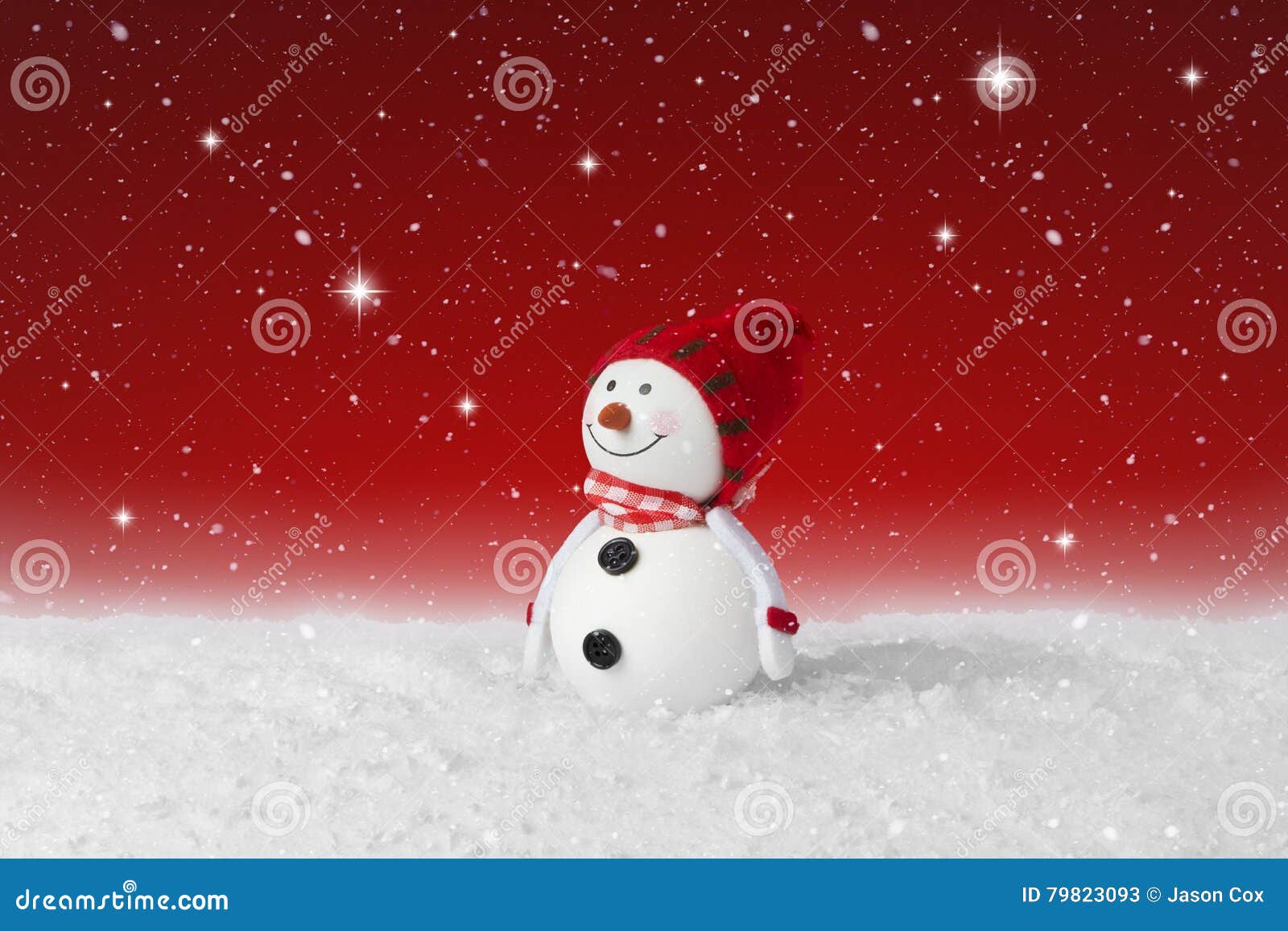Snow Falling on a Christmas Decoration Snowman Stock Image - Image of ...