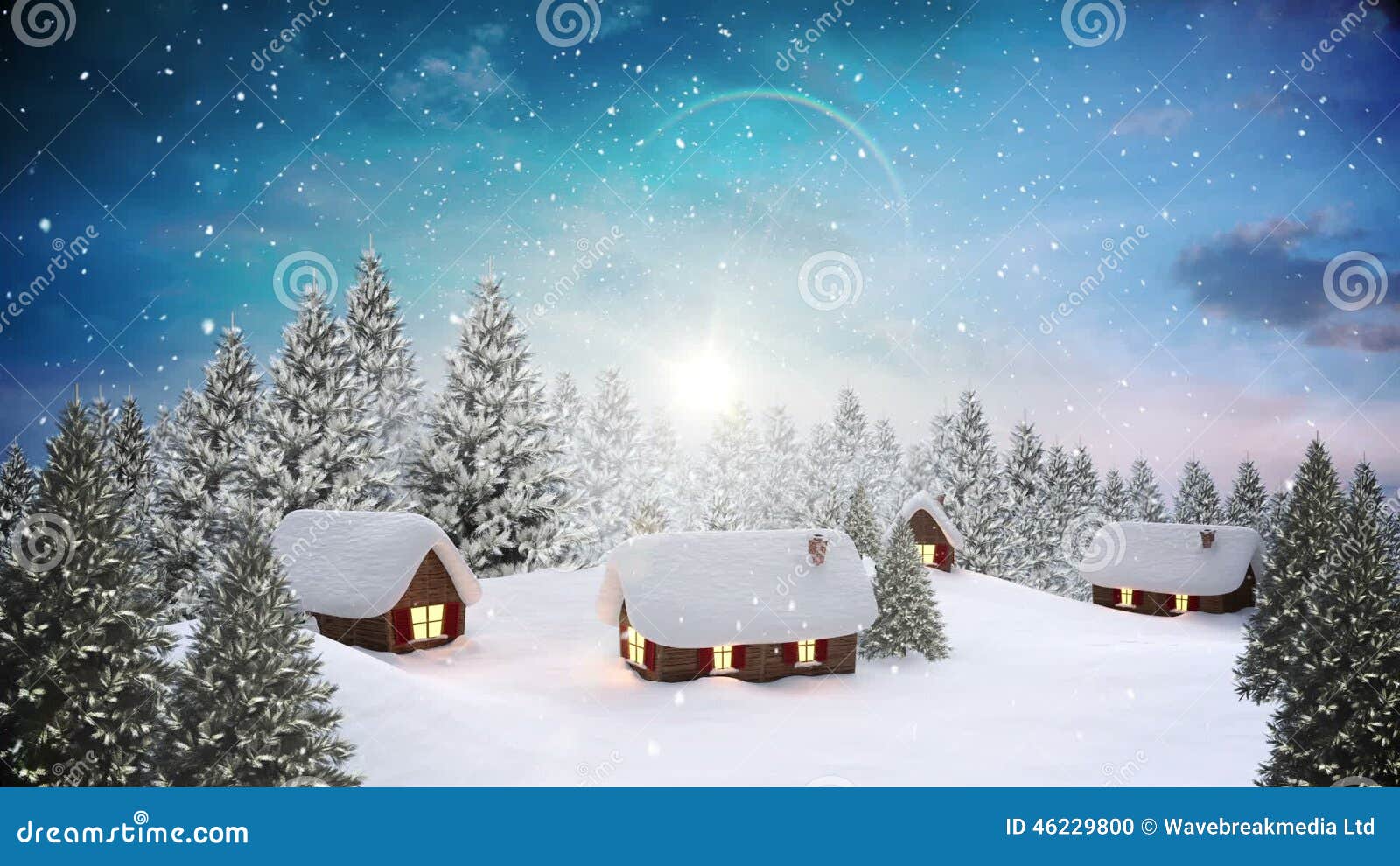 Snow Falling on Cute Village in Forest Stock Footage - Video of winter ...