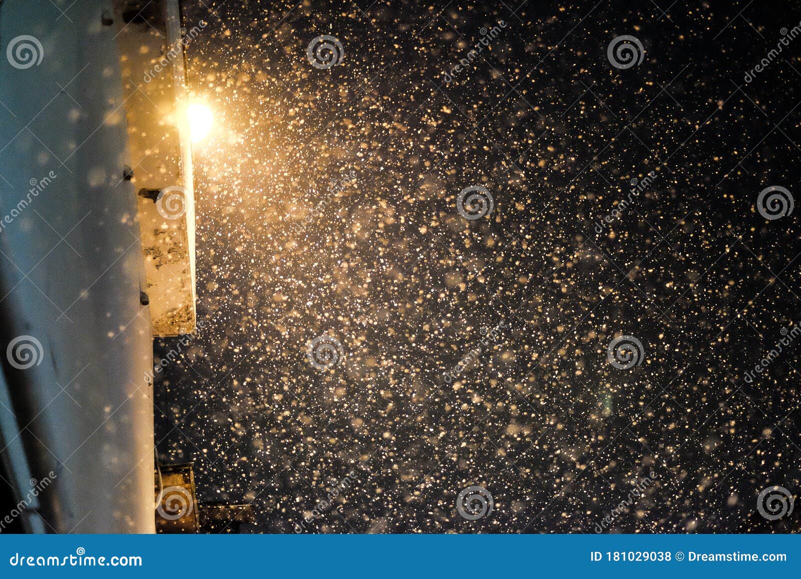 Snow Falling through the Light. Stock Photo - Image of light, idea ...