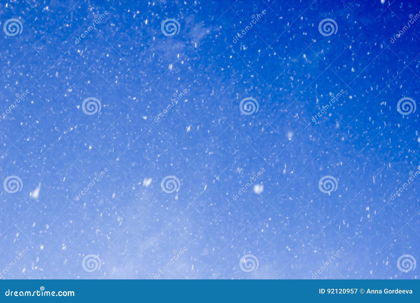 Falling Snow Or Rain Bokeh Texture Overlay On Blue Background. Stock ...