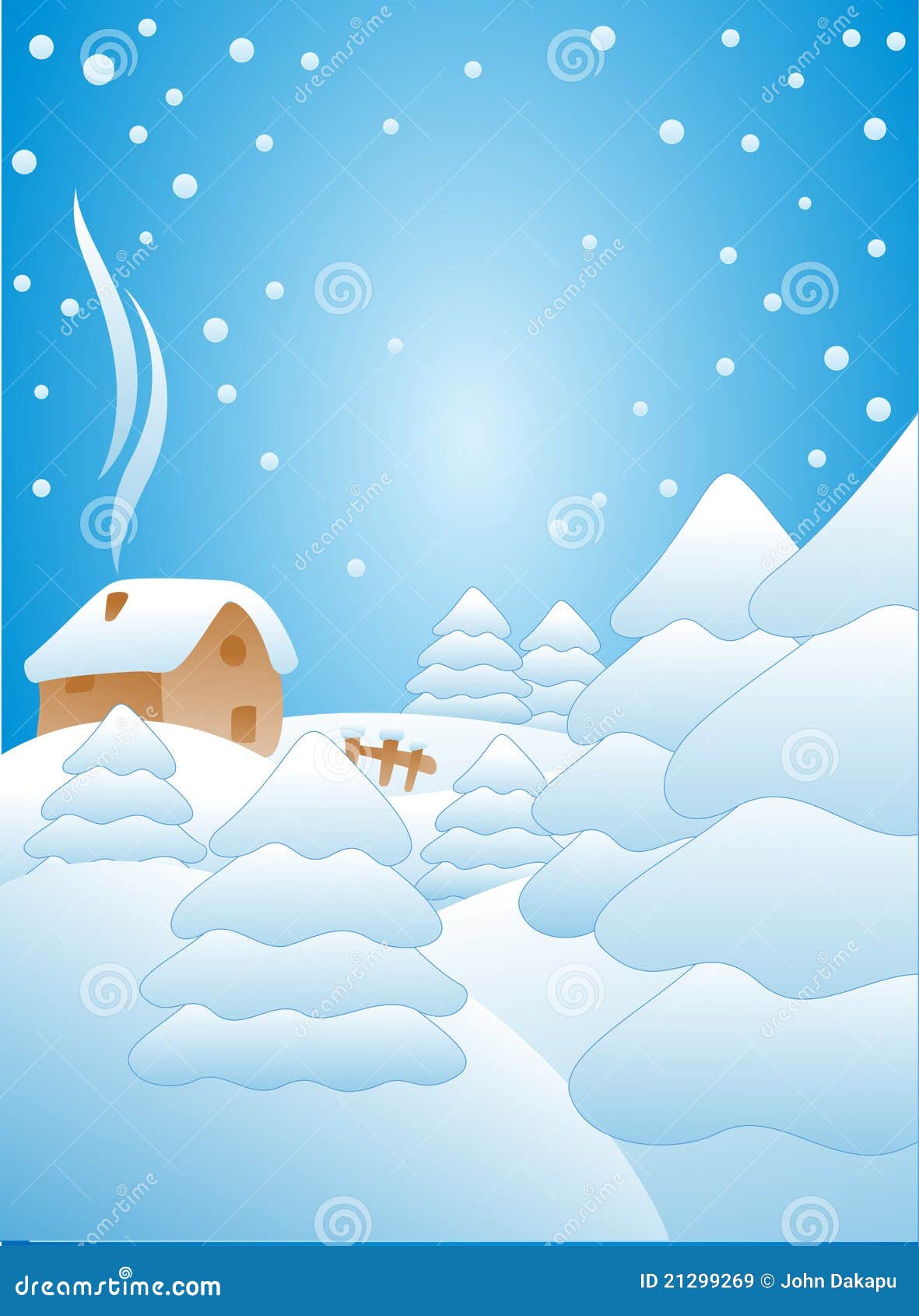 Snow falling on the trees stock illustration. Illustration of forest ...