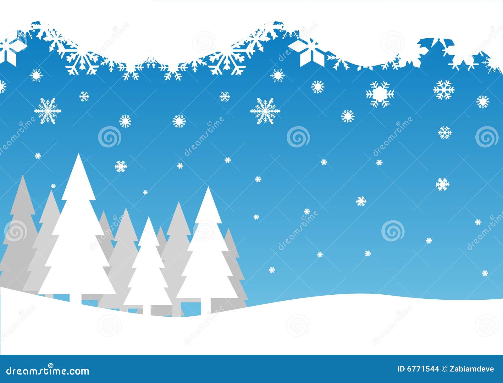 Snow falling on the trees stock vector. Illustration of blue - 6771544
