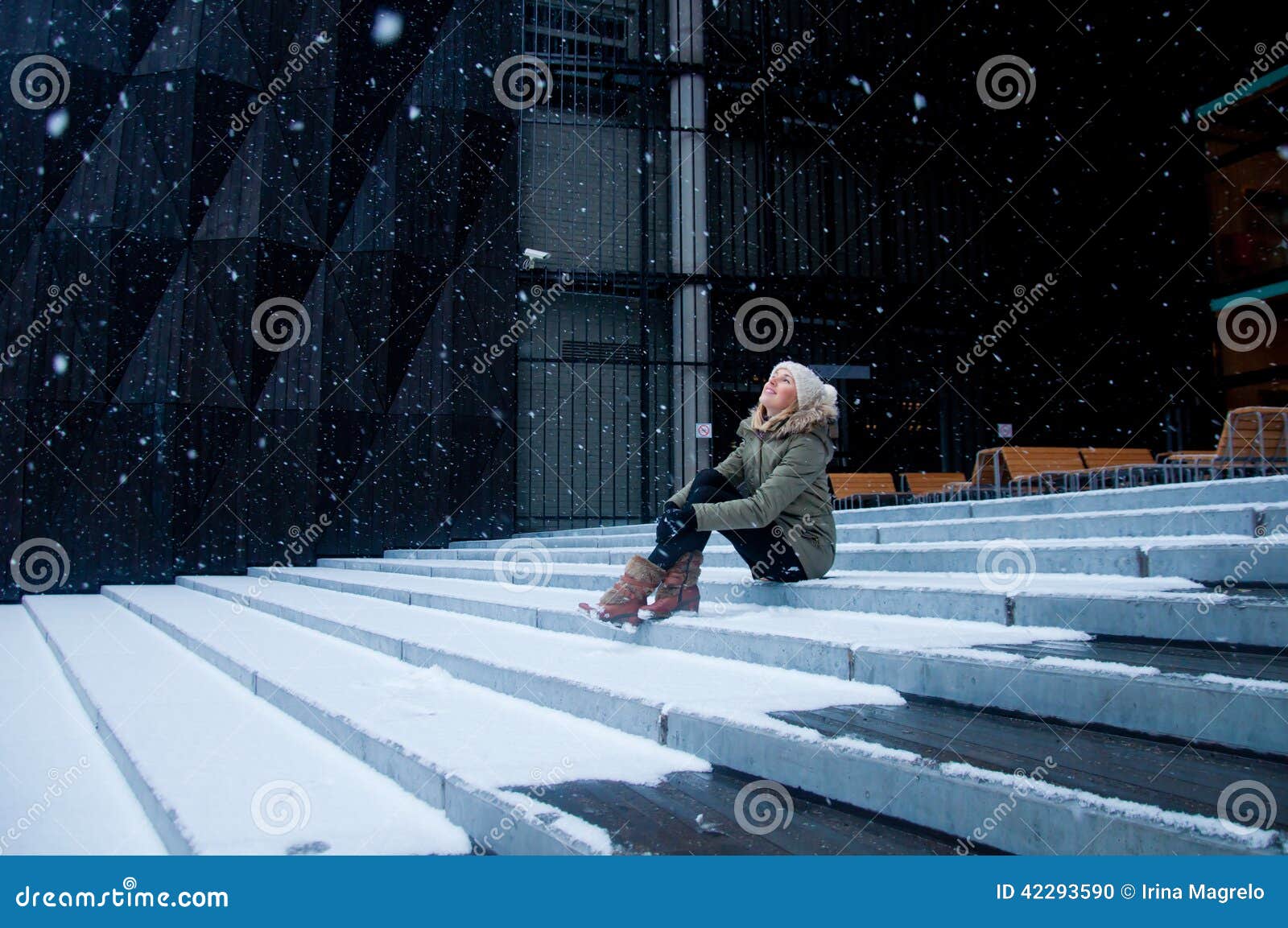 Snow falling stock photo. Image of watching, weather - 42293590