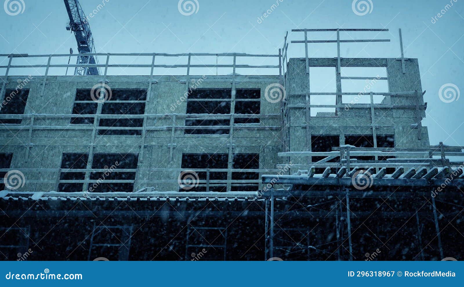 Snow Falls on Building Under Construction Stock Video - Video of snows ...