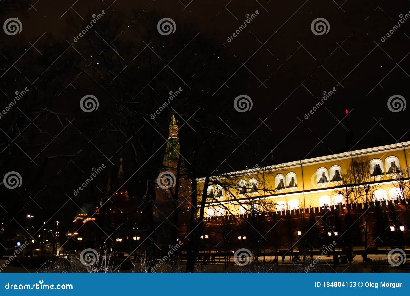 Snow Falls, Night, Red Square, Moscow, Russia Stock Image - Image of ...