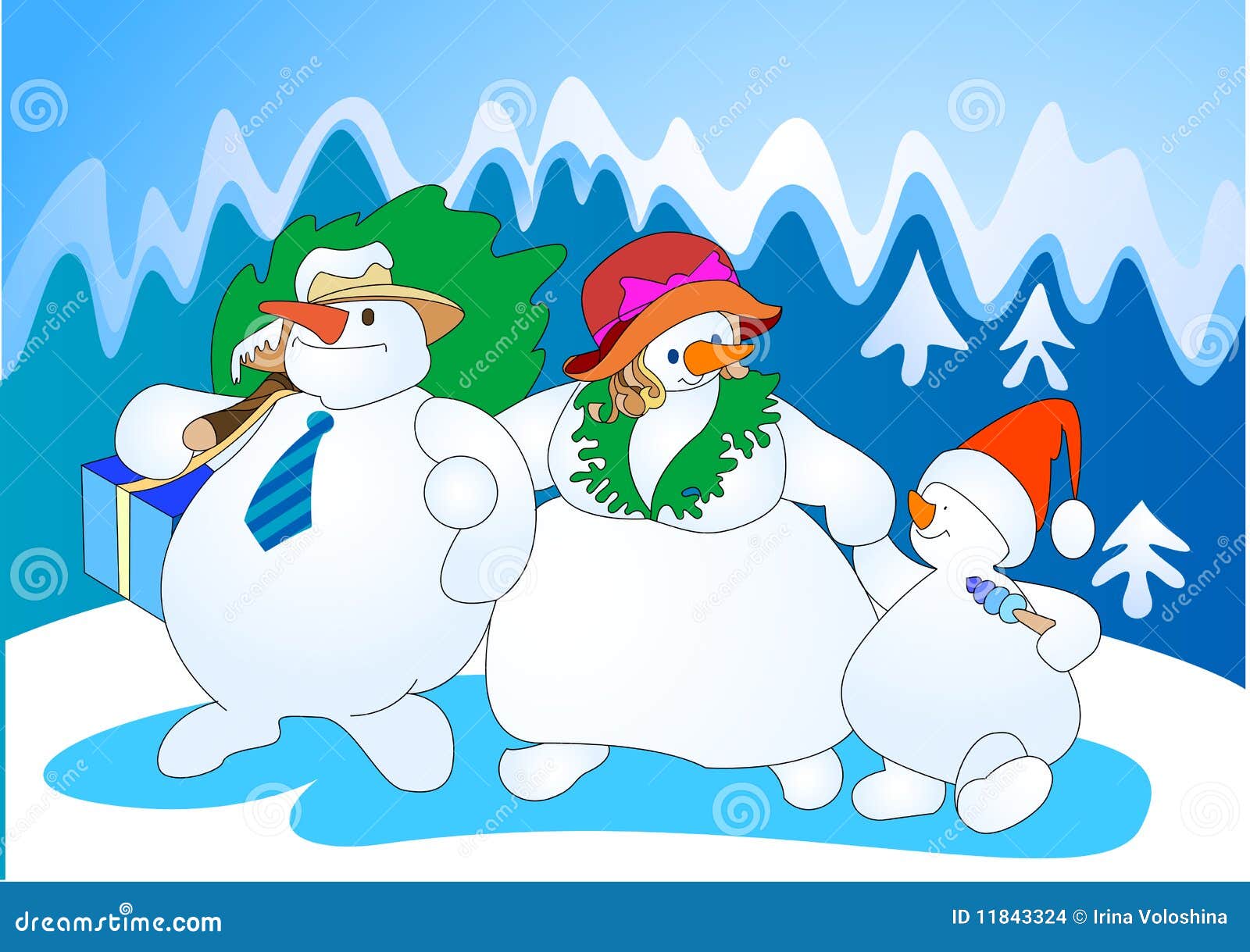 Snow family stock vector. Illustration of fairy, season - 11843324
