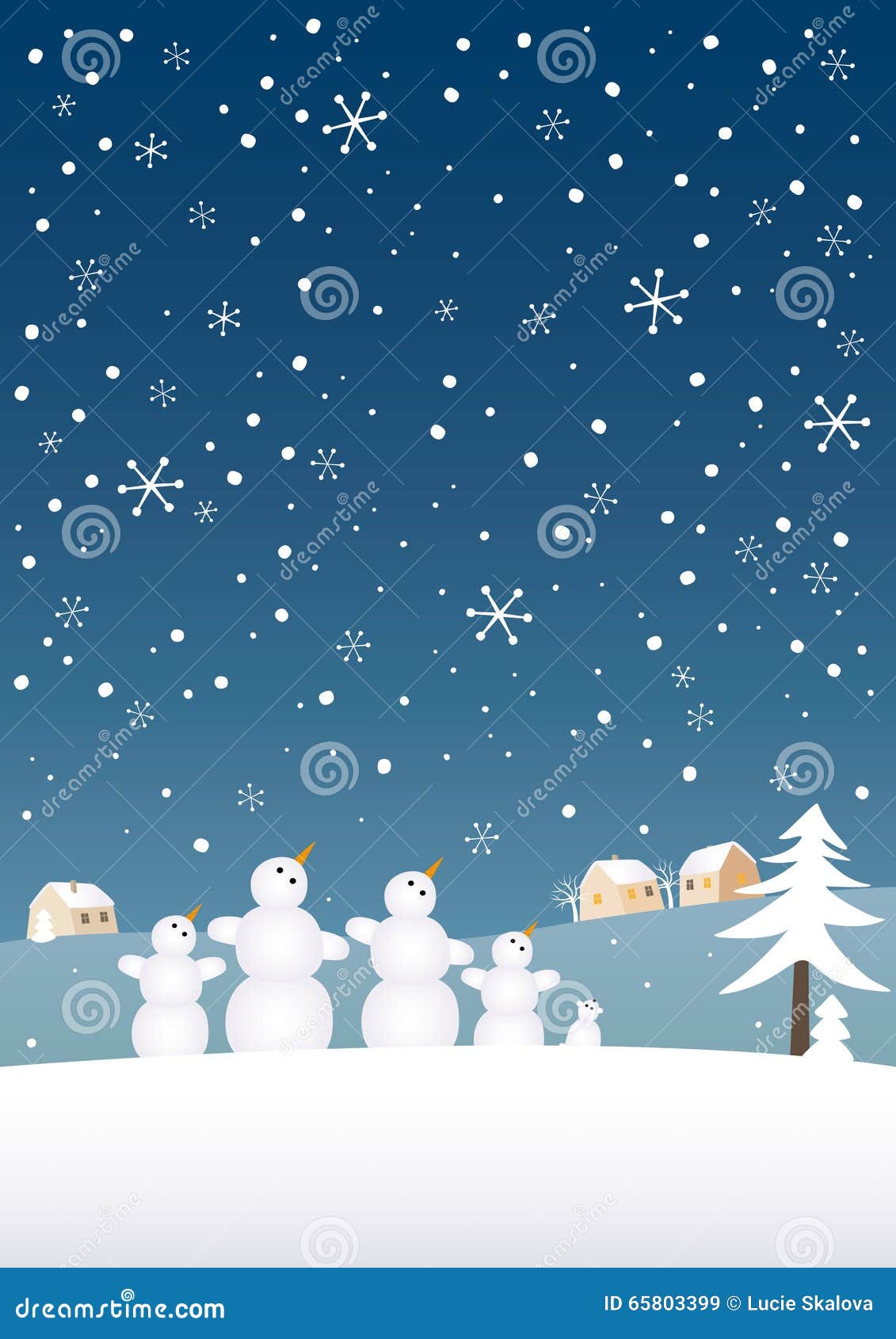 Snow family stock vector. Illustration of night, family - 65803399