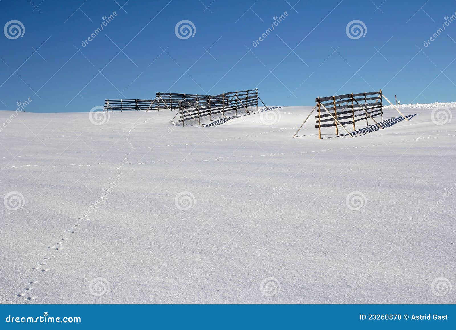 Snow fences in Bavaria stock photo. Image of season, drive - 23260878