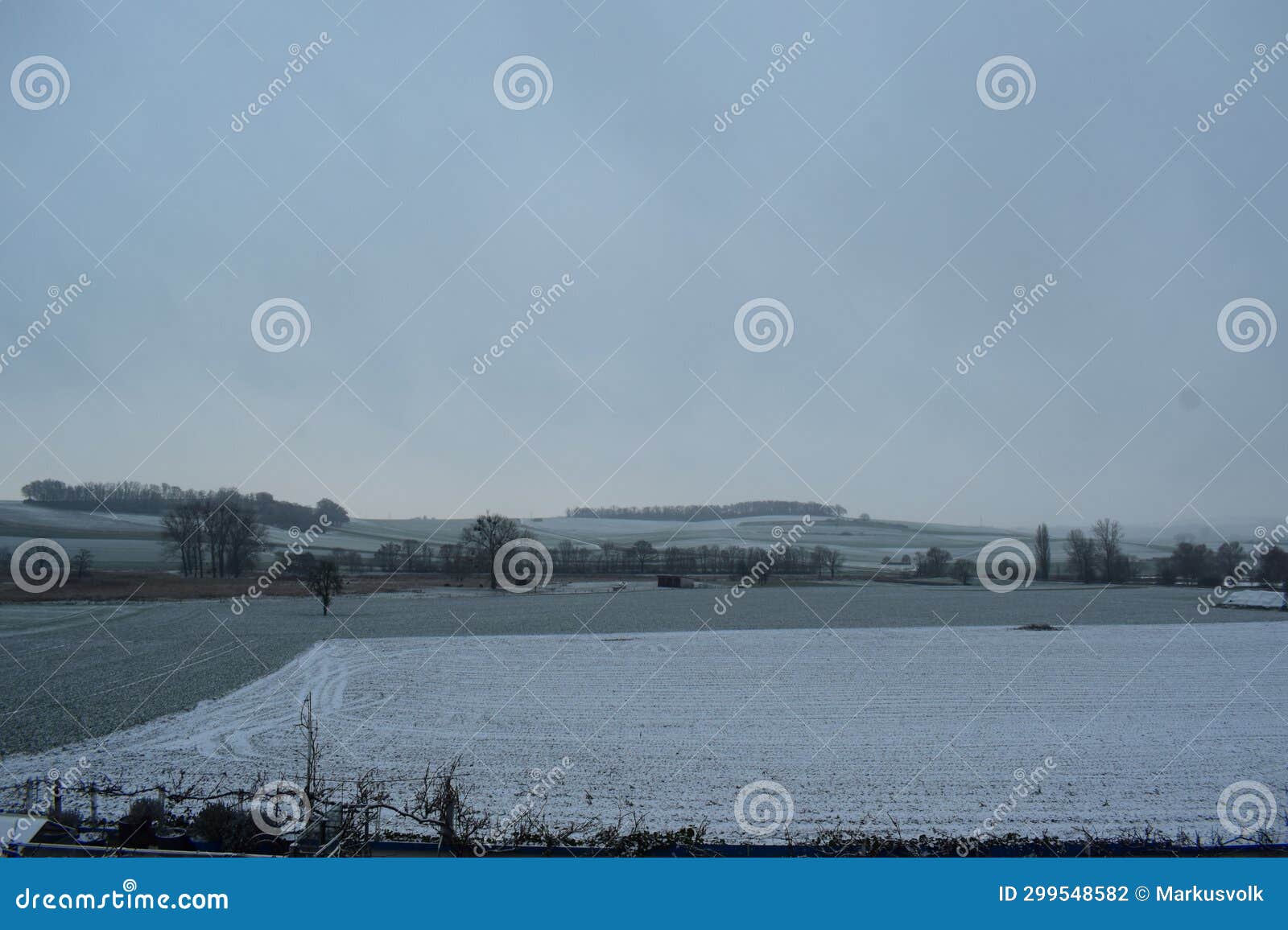 Snow on the fields stock photo. Image of beautiful, winter - 299548582