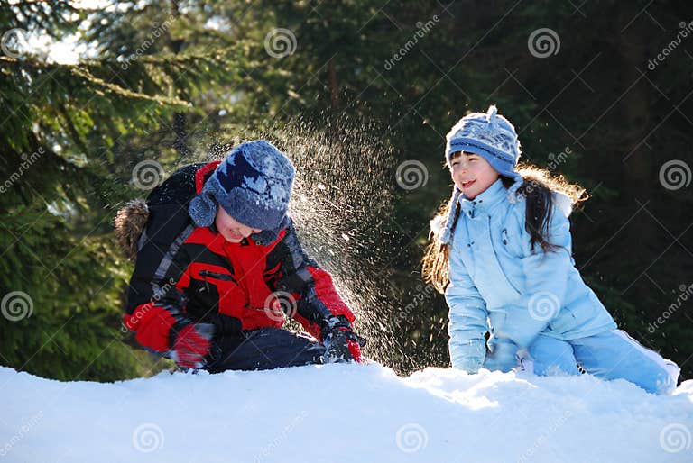 Snow fight stock photo. Image of children, outdoors, playing - 5213114