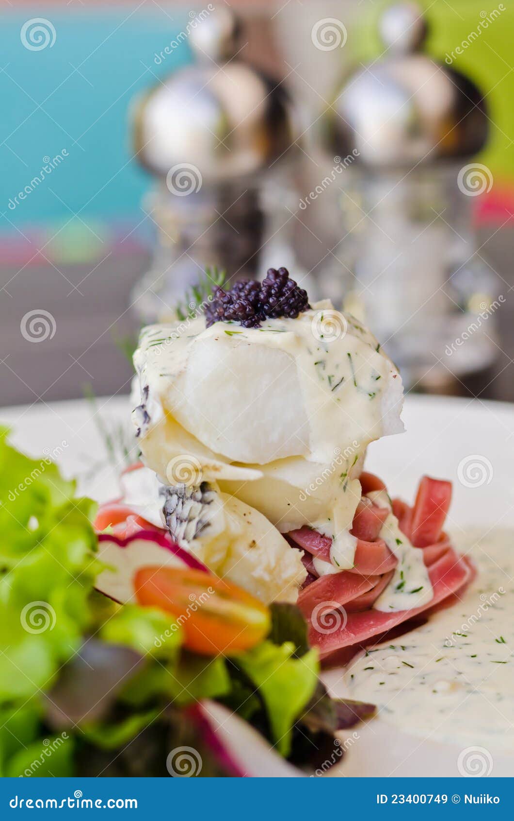 Snow Fish Steak with Caviar Topping Stock Image - Image of salad, tasty ...