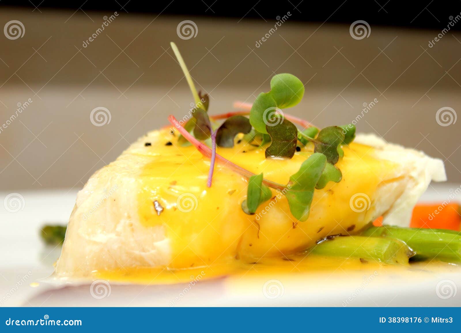 Snow Fish Steak with Orange Sauce Stock Photo - Image of grilled, snow ...