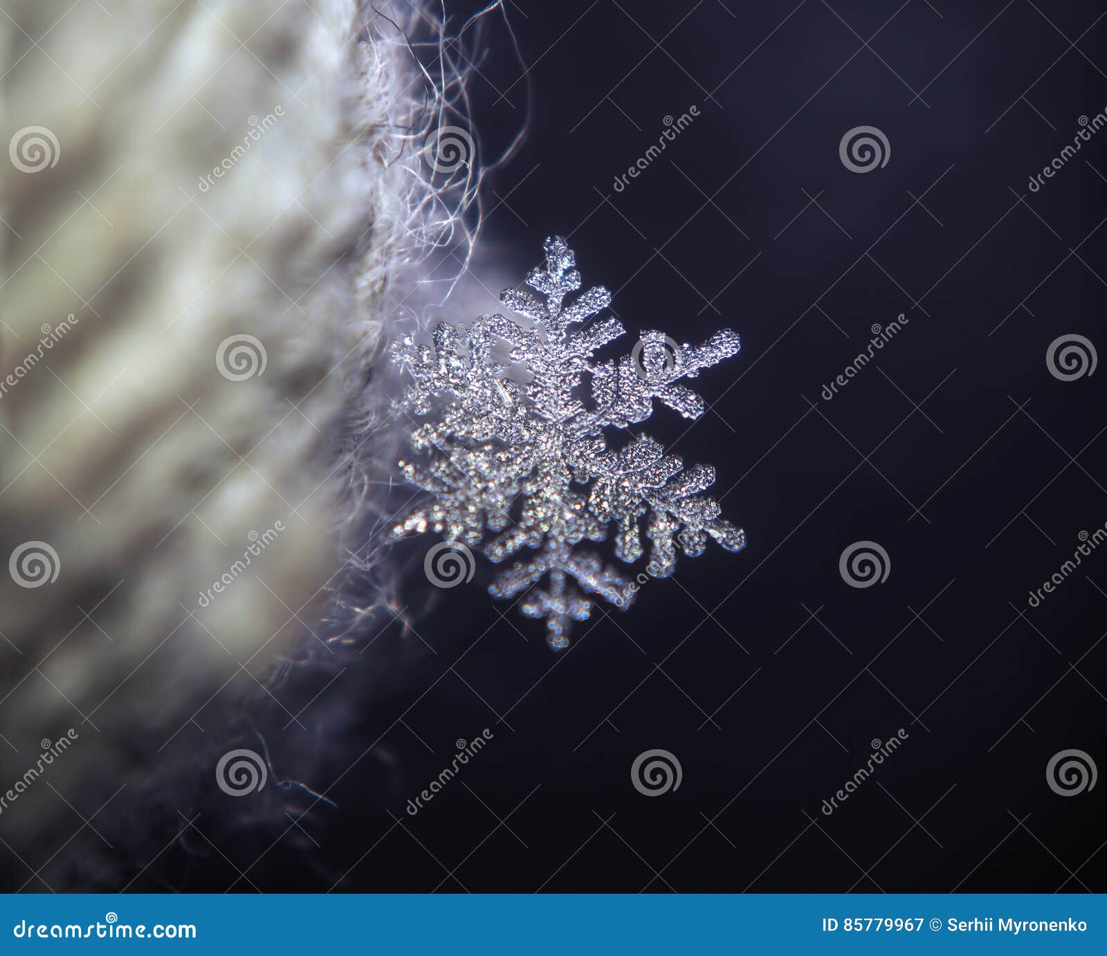 Snow Flake Crystal at Blue Background Stock Image - Image of cold ...