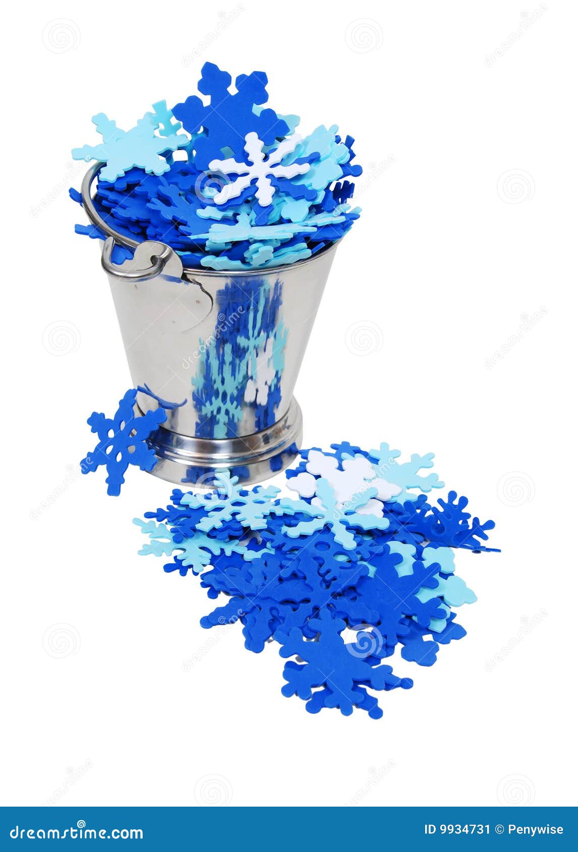 Snow Flake Filled Ice Bucket Stock Image - Image of overflow, blue: 9934731