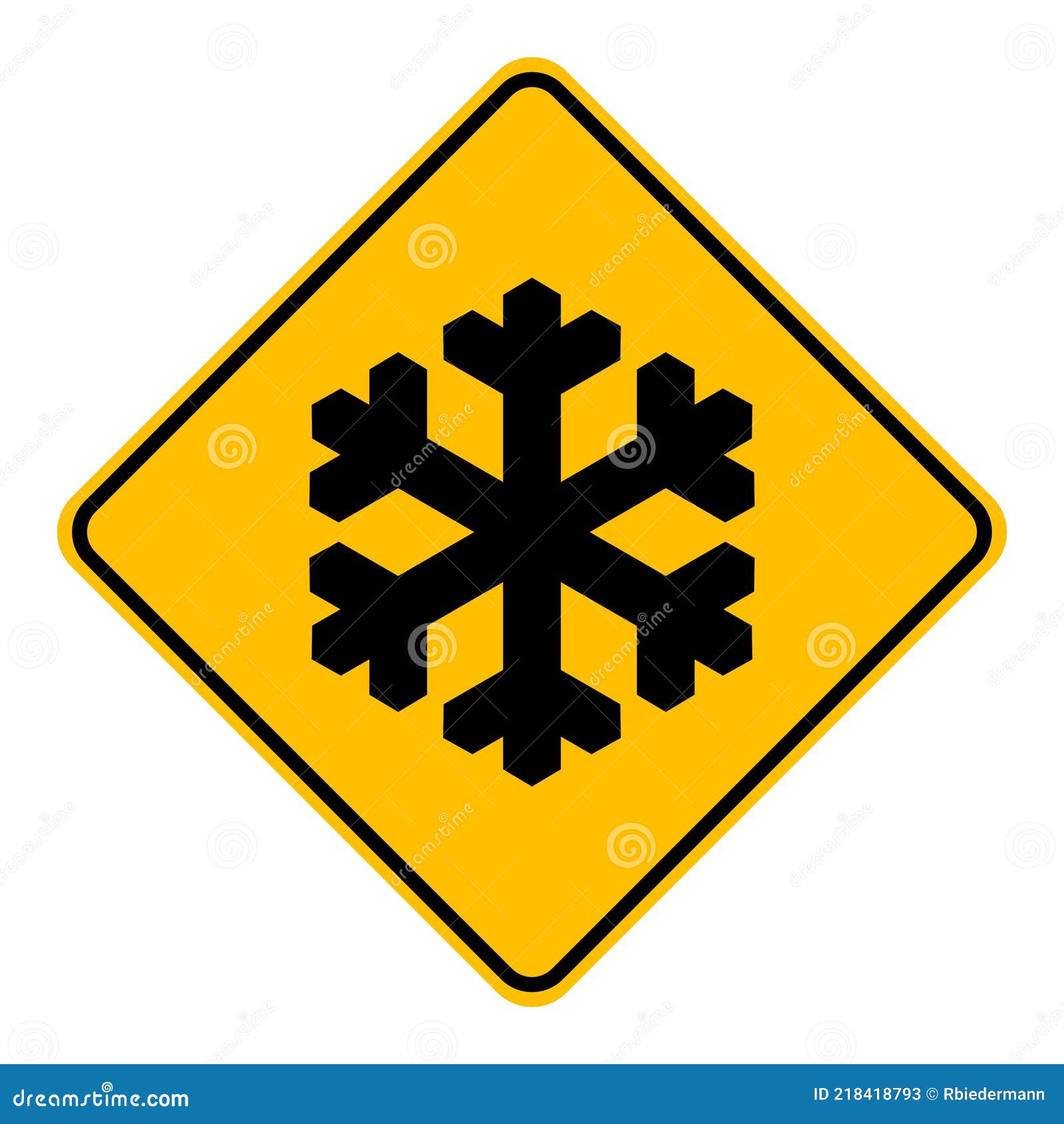 Snow flake and road sign stock vector. Illustration of danger - 218418793