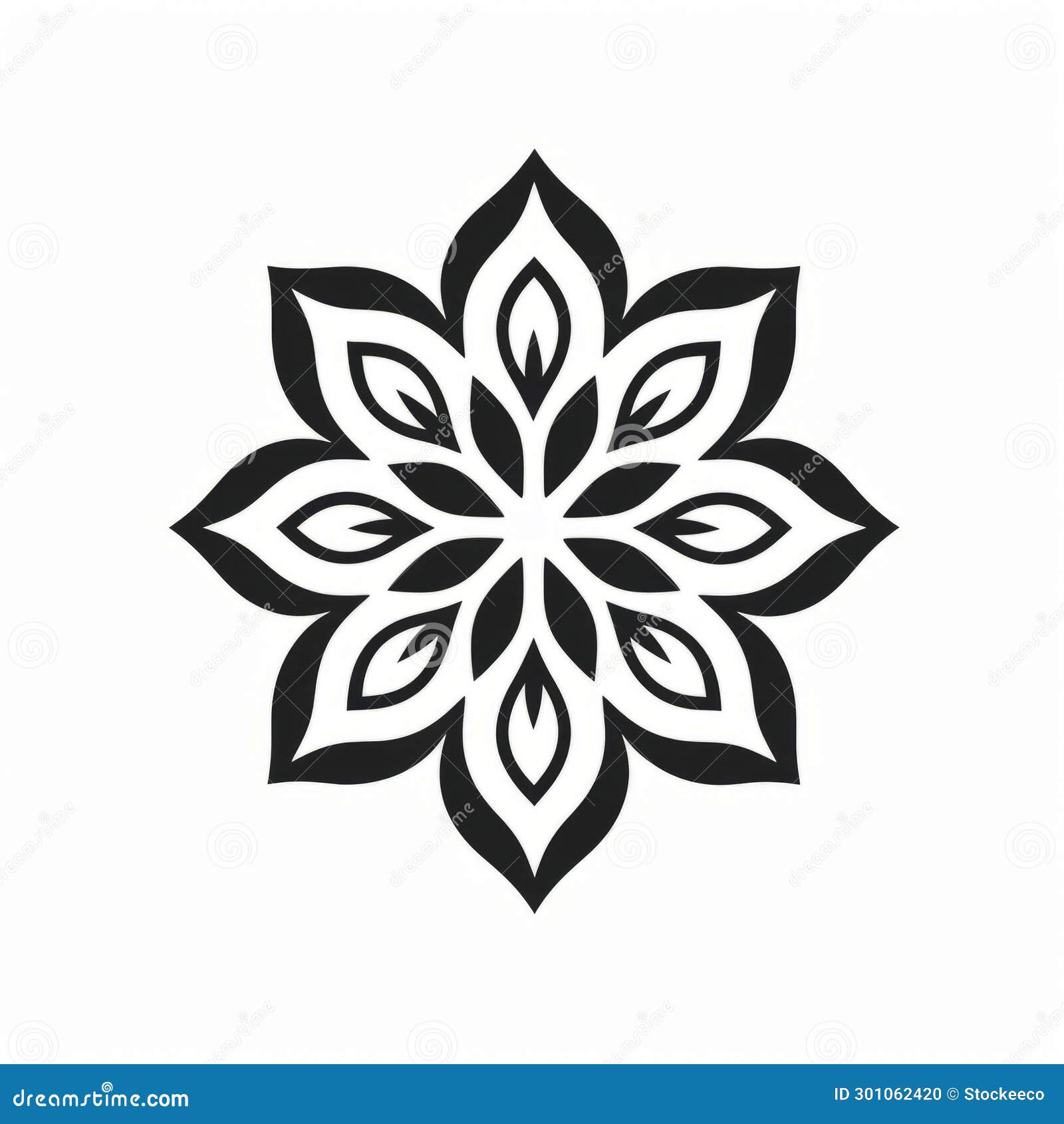 Black Flower Icon: Symmetrical Design with Organic Minimalism Stock ...