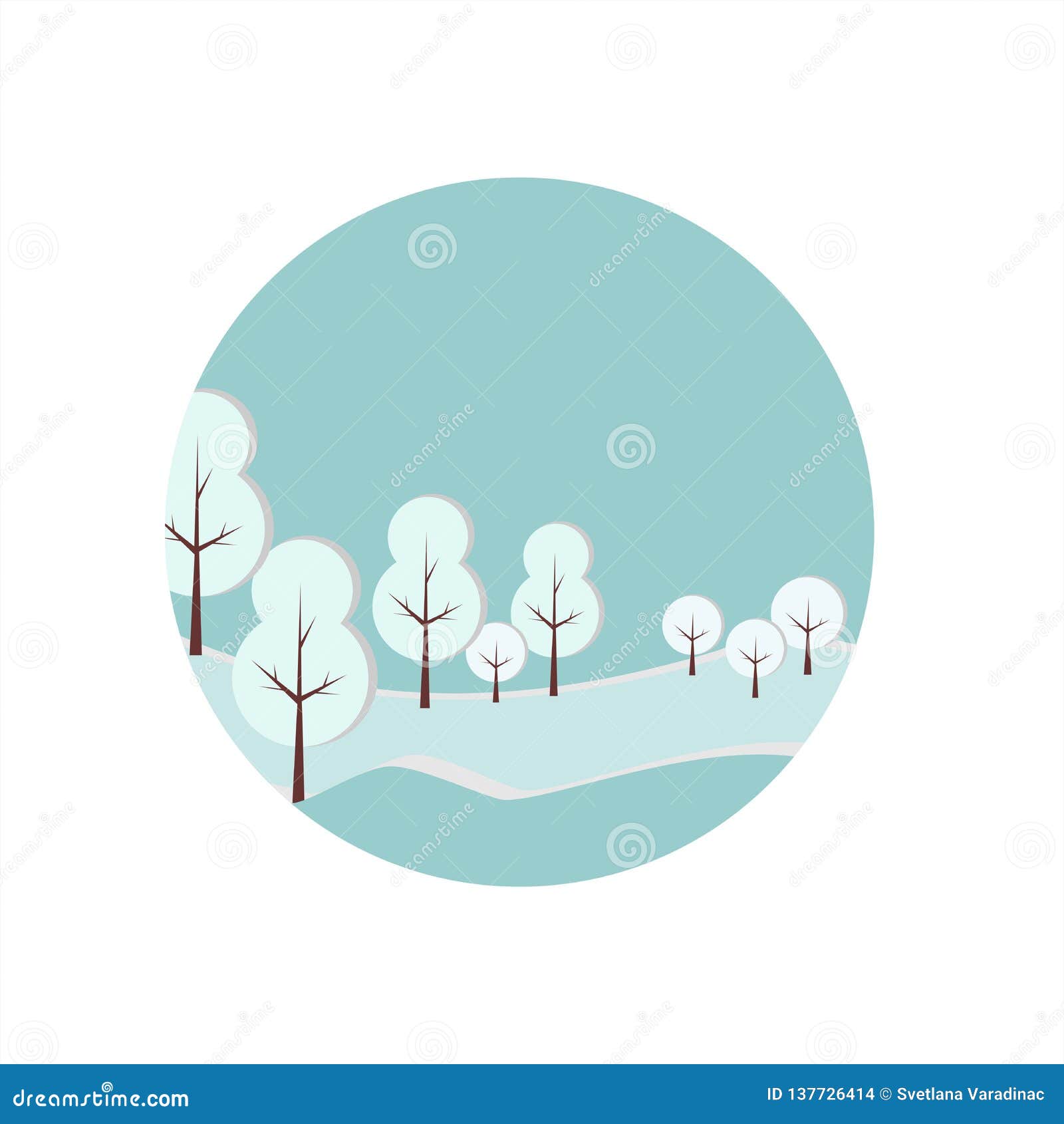 Snow forest in circle. stock vector. Illustration of concept - 137726414