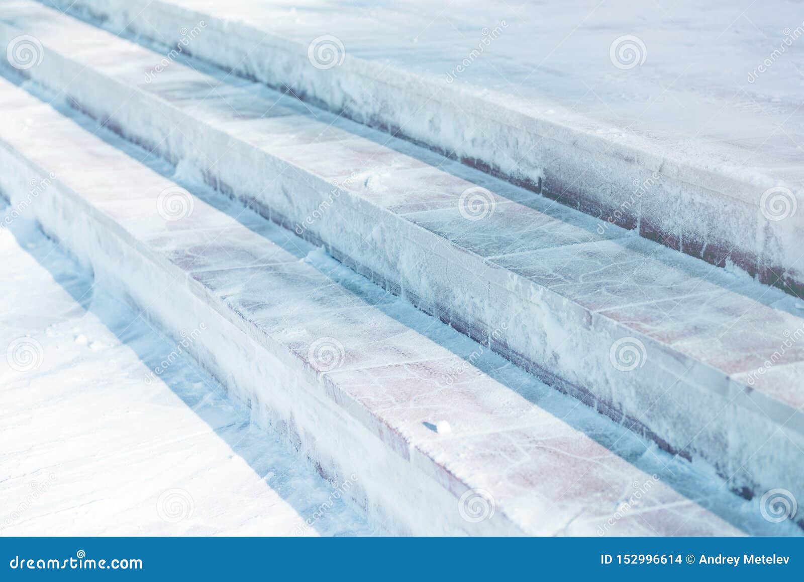 Snow-free Steps Up in Winter Three Stock Photo - Image of frost ...