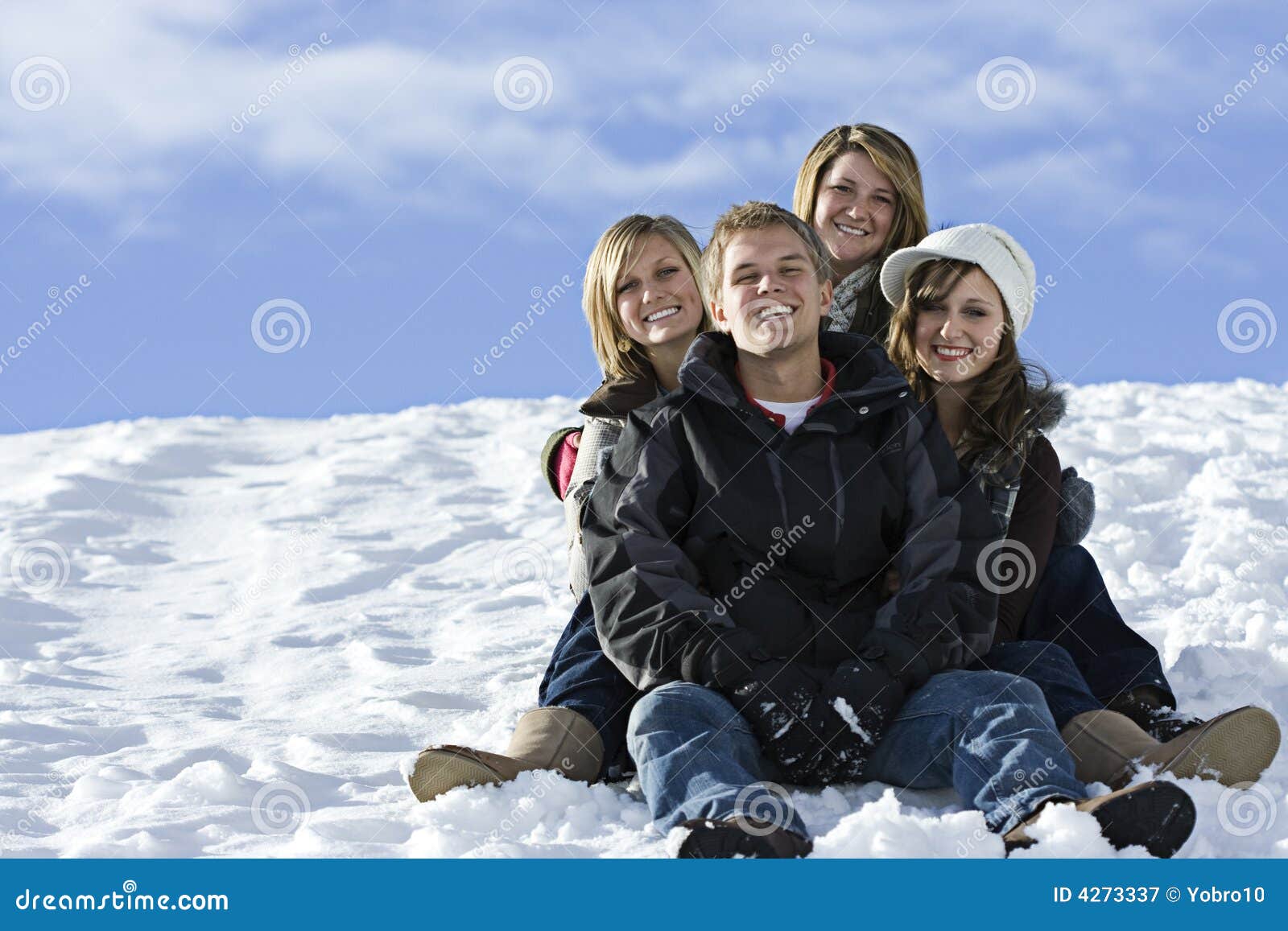Snow Friends stock image. Image of chill, females, friendship - 4273337