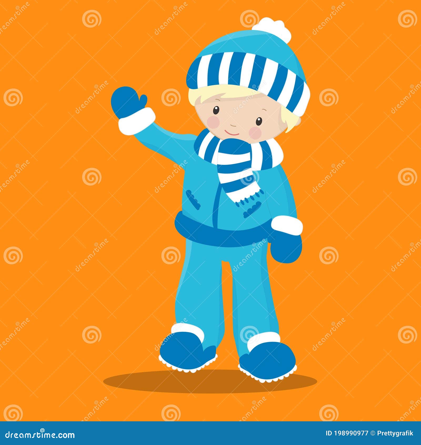 Snow funny boys waving 02 stock vector. Illustration of vector - 198990977