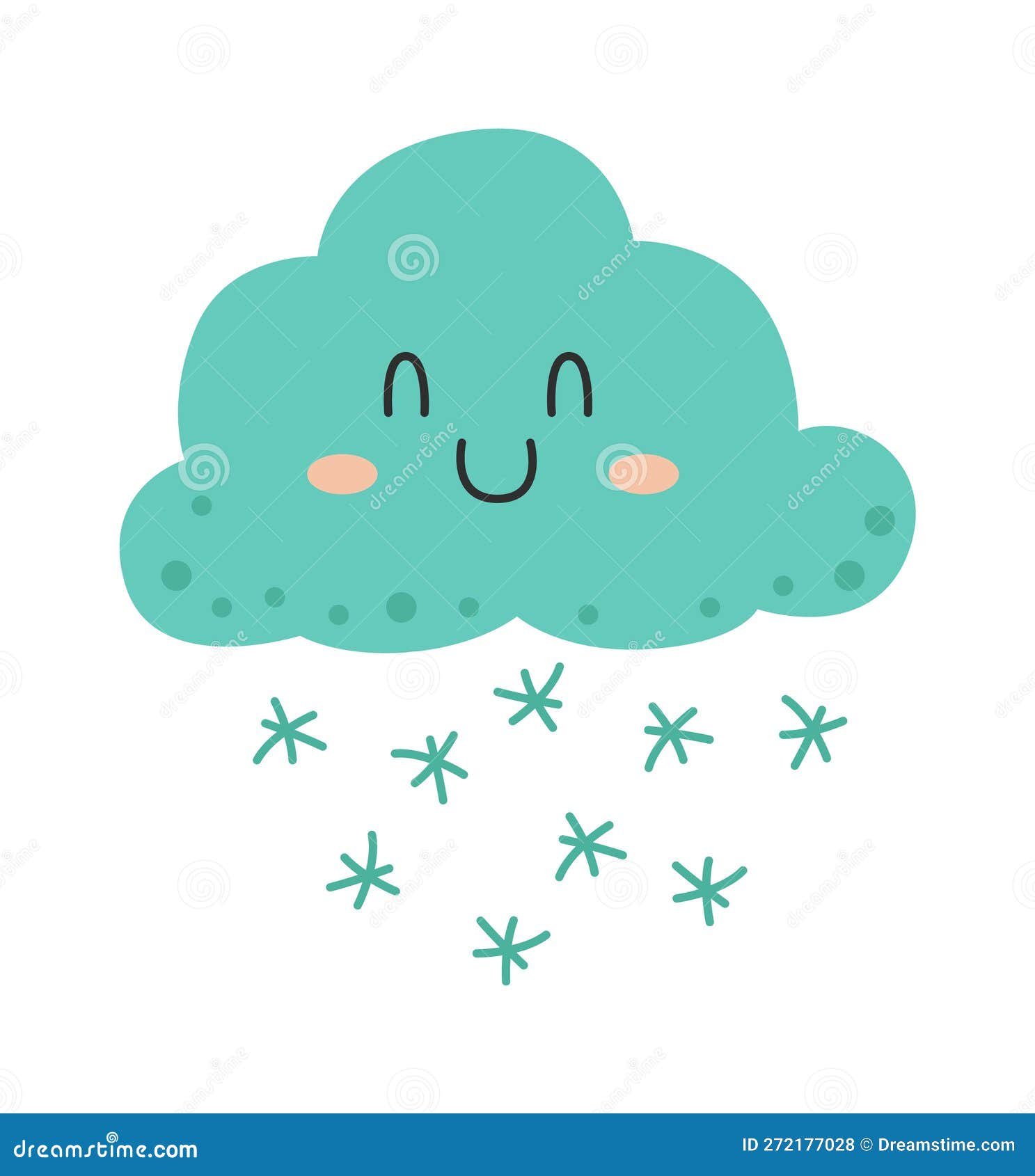 Snow with Funny Face Cloud with Snowflakes Weather Stock Vector ...