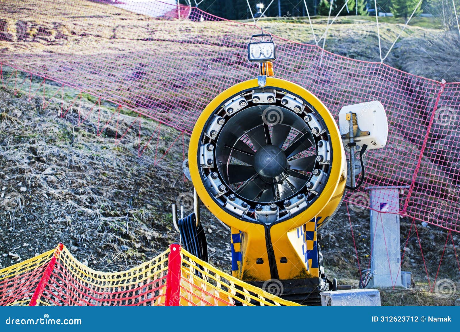 Snow Generator on a Snow Slope at the Resort. Stock Photo - Image of ...