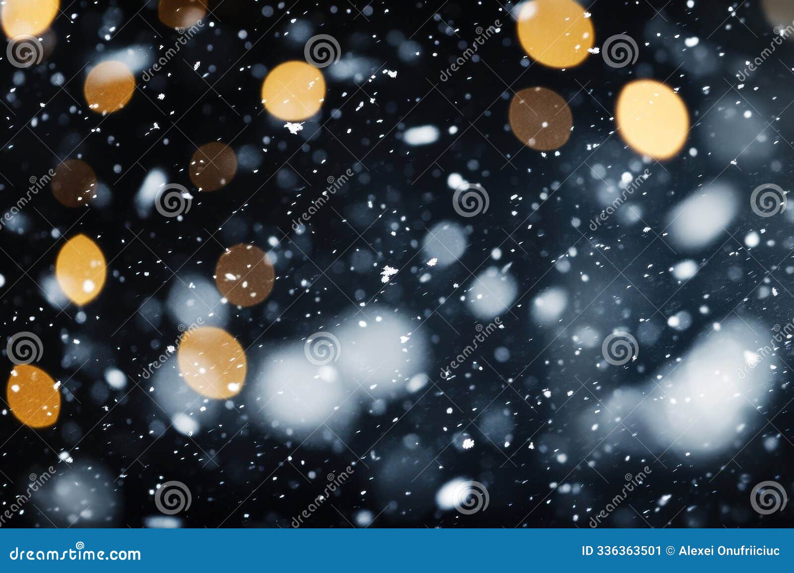 Snow is Gently Falling in the Dark Night Sky on a Black Background ...