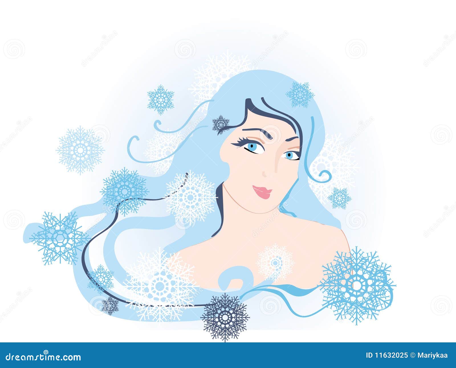 Snow girl stock vector. Illustration of frost, lips, girl - 11632025