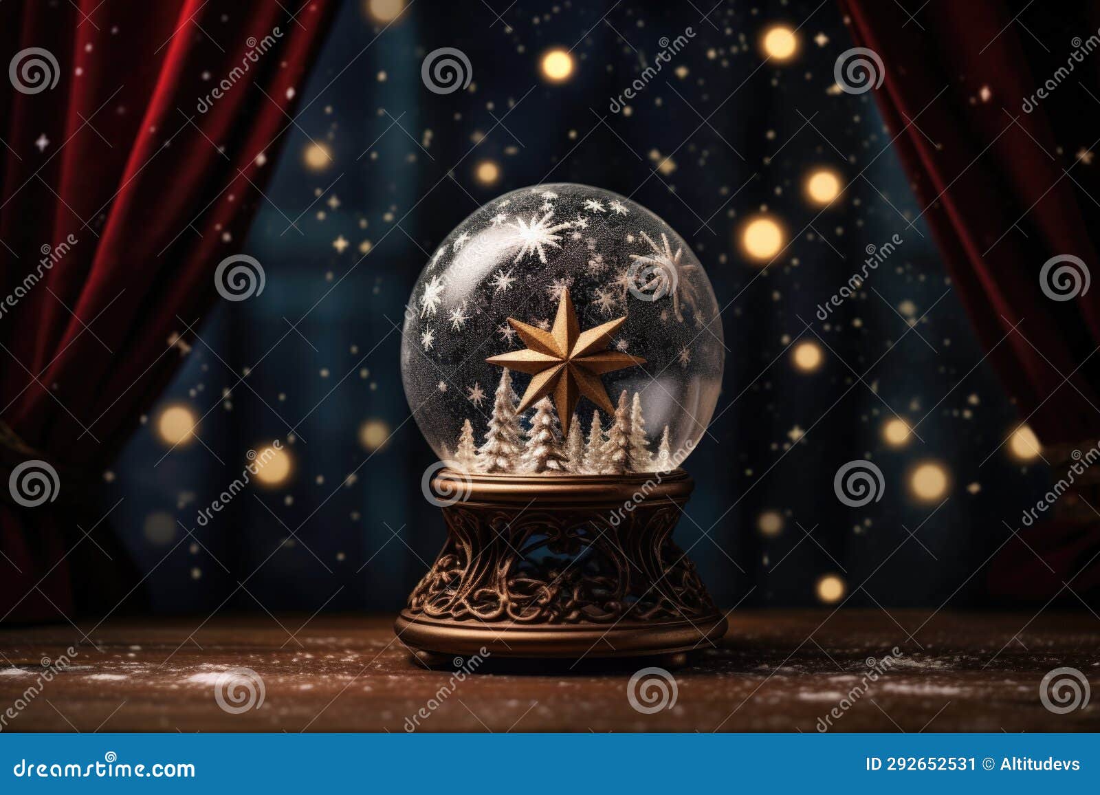 Snow Globe with a Detailed Christmas Star Inside Stock Image - Image of ...