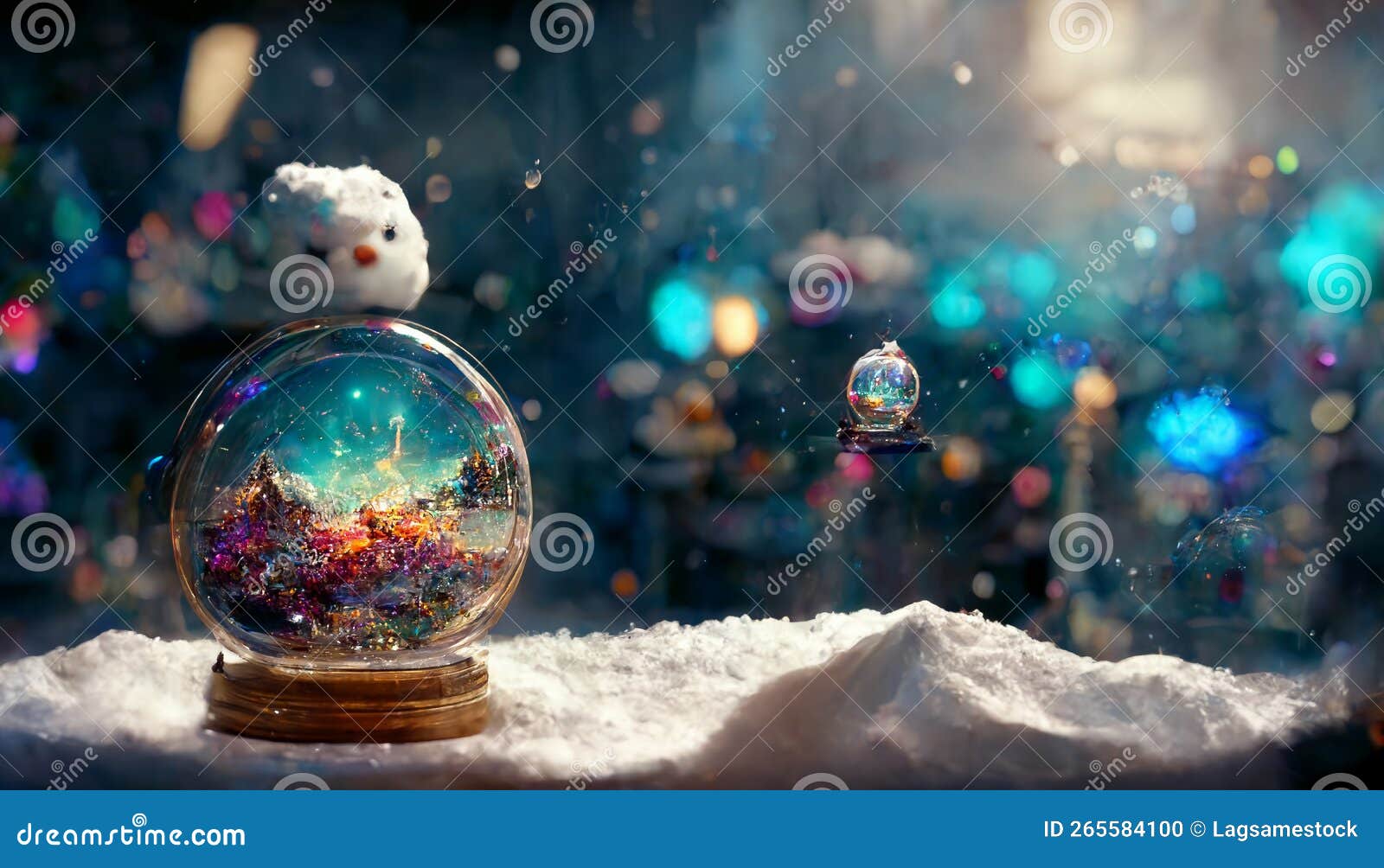 Snow Globe Glass Decoration Crystal Ball. Generative AI Stock ...