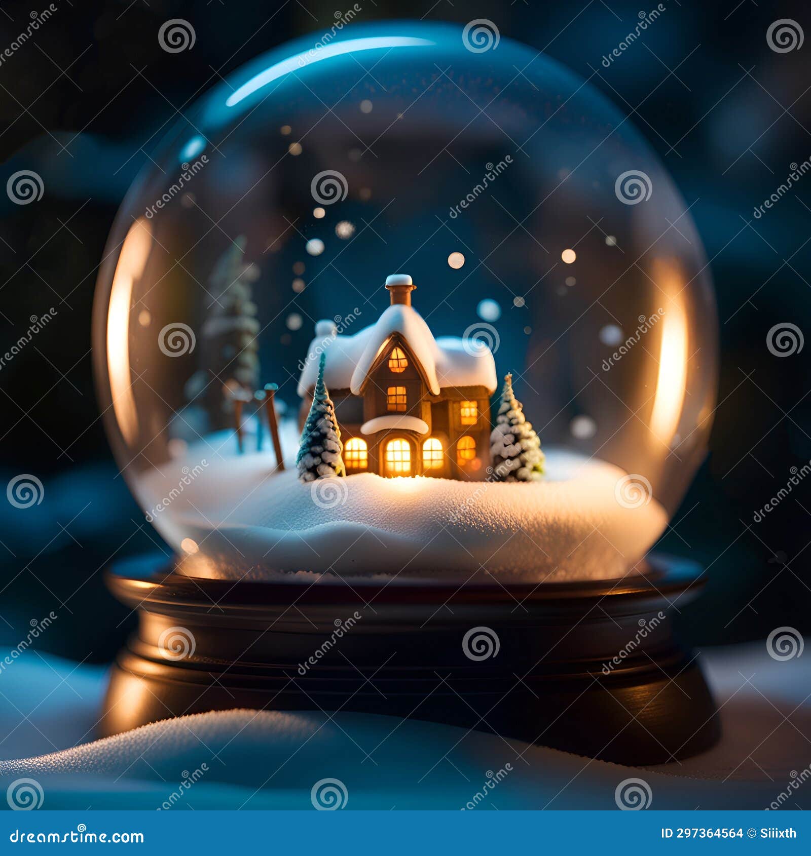 Snow Globe with a Home Winter Scene Inside Stock Illustration ...