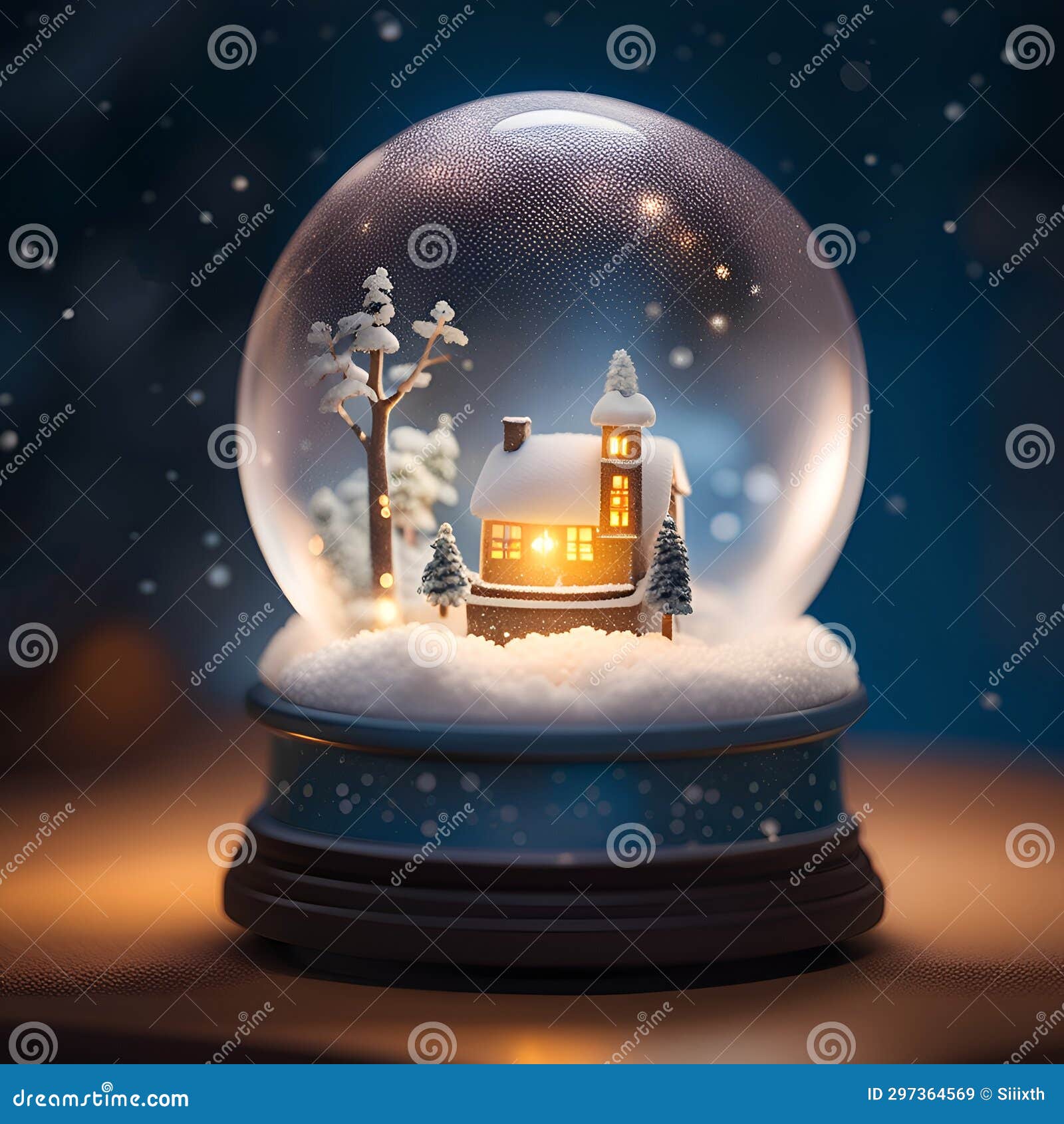 Snow Globe with a Home Winter Scene Inside Stock Illustration ...