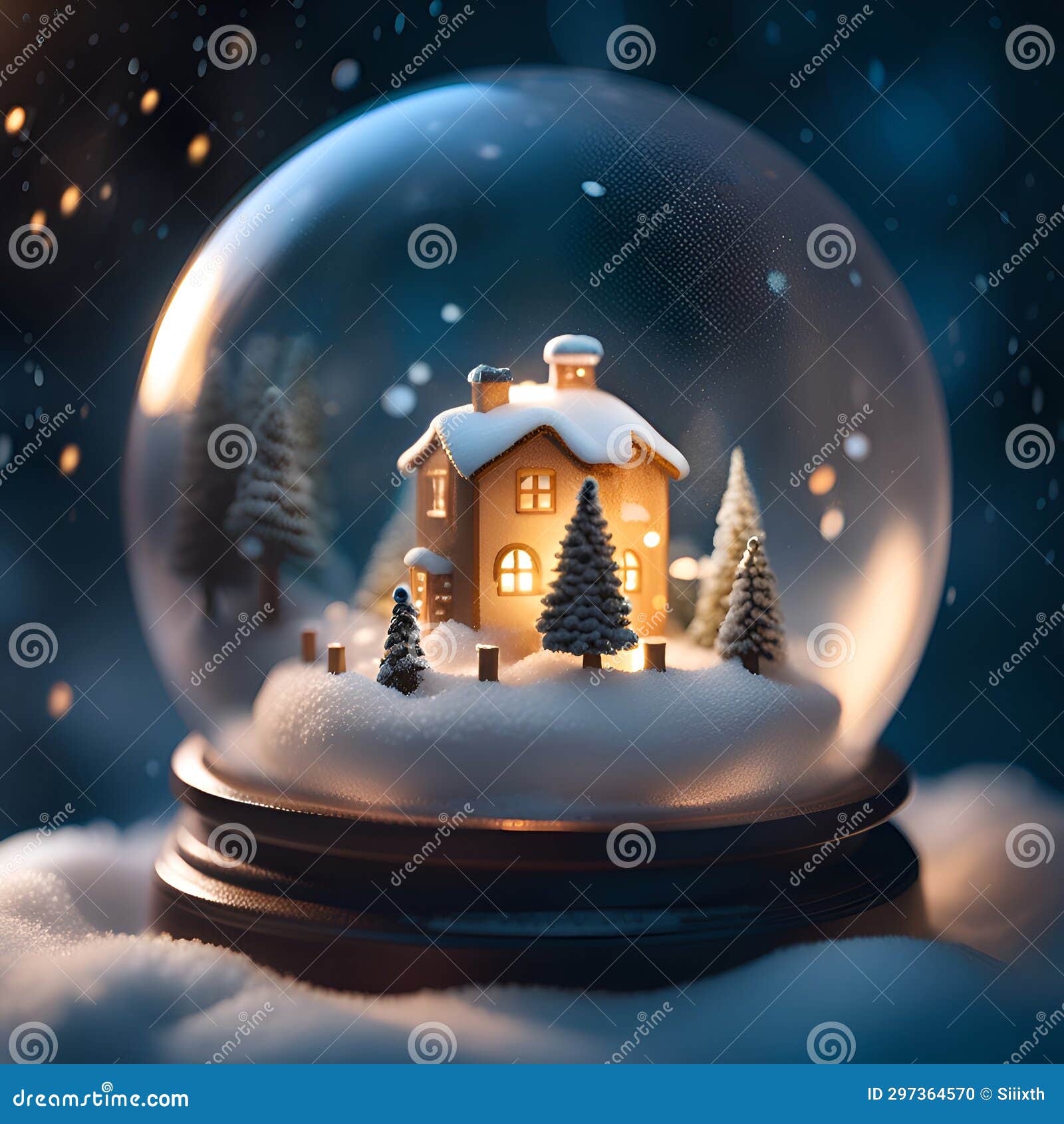 Snow Globe with a Home Winter Scene Inside Stock Illustration ...