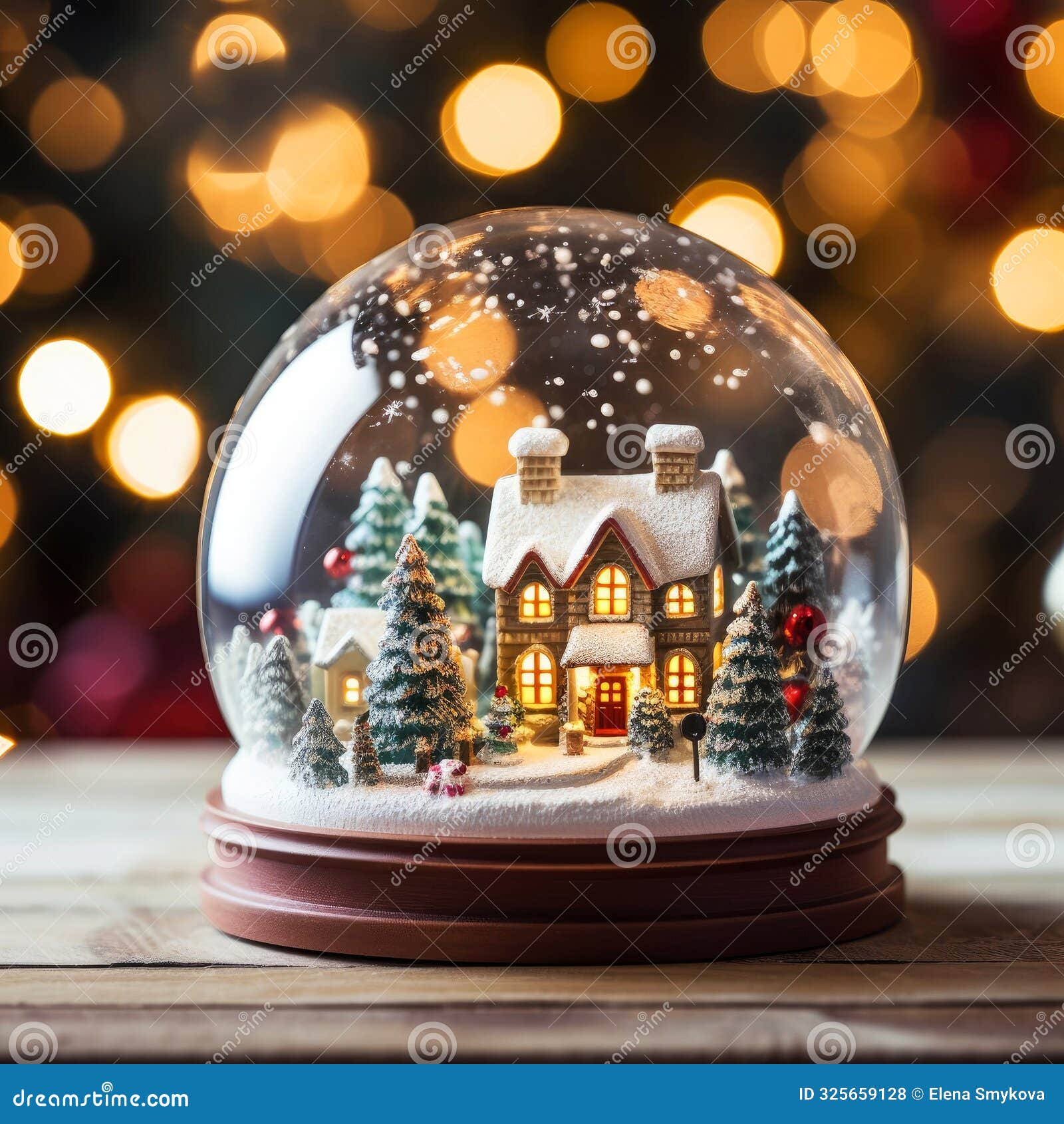 Snow Globe with House and Fir Trees in the Snow Inside Stock Photo ...