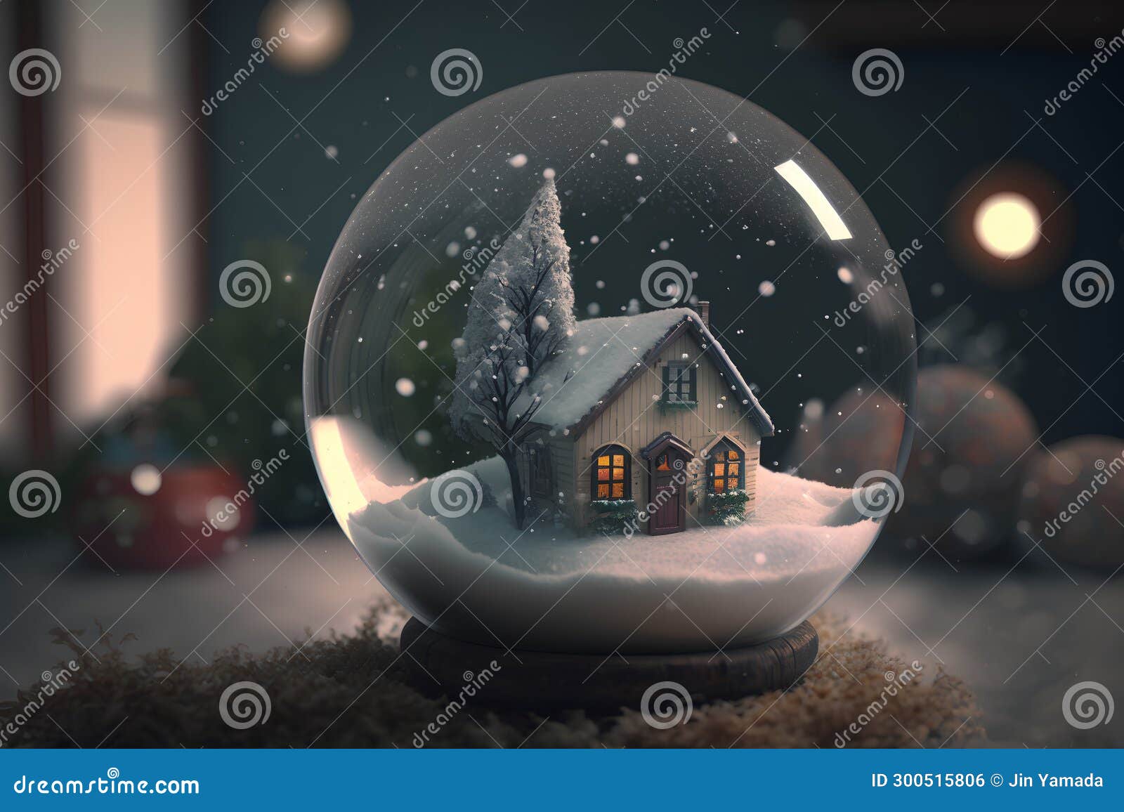 Snow Globe with House and Forest Inside. Christmas Concept Stock ...