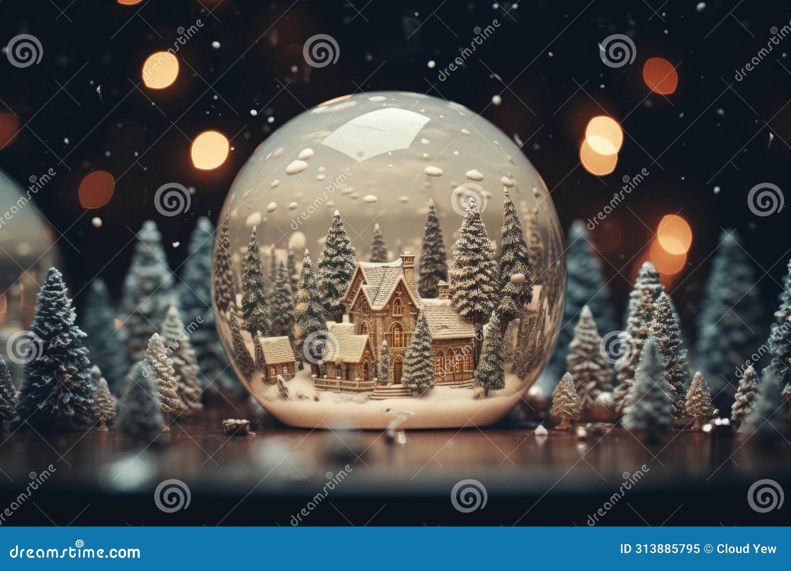 Snow Globe with a House Inside of it Stock Illustration - Illustration ...