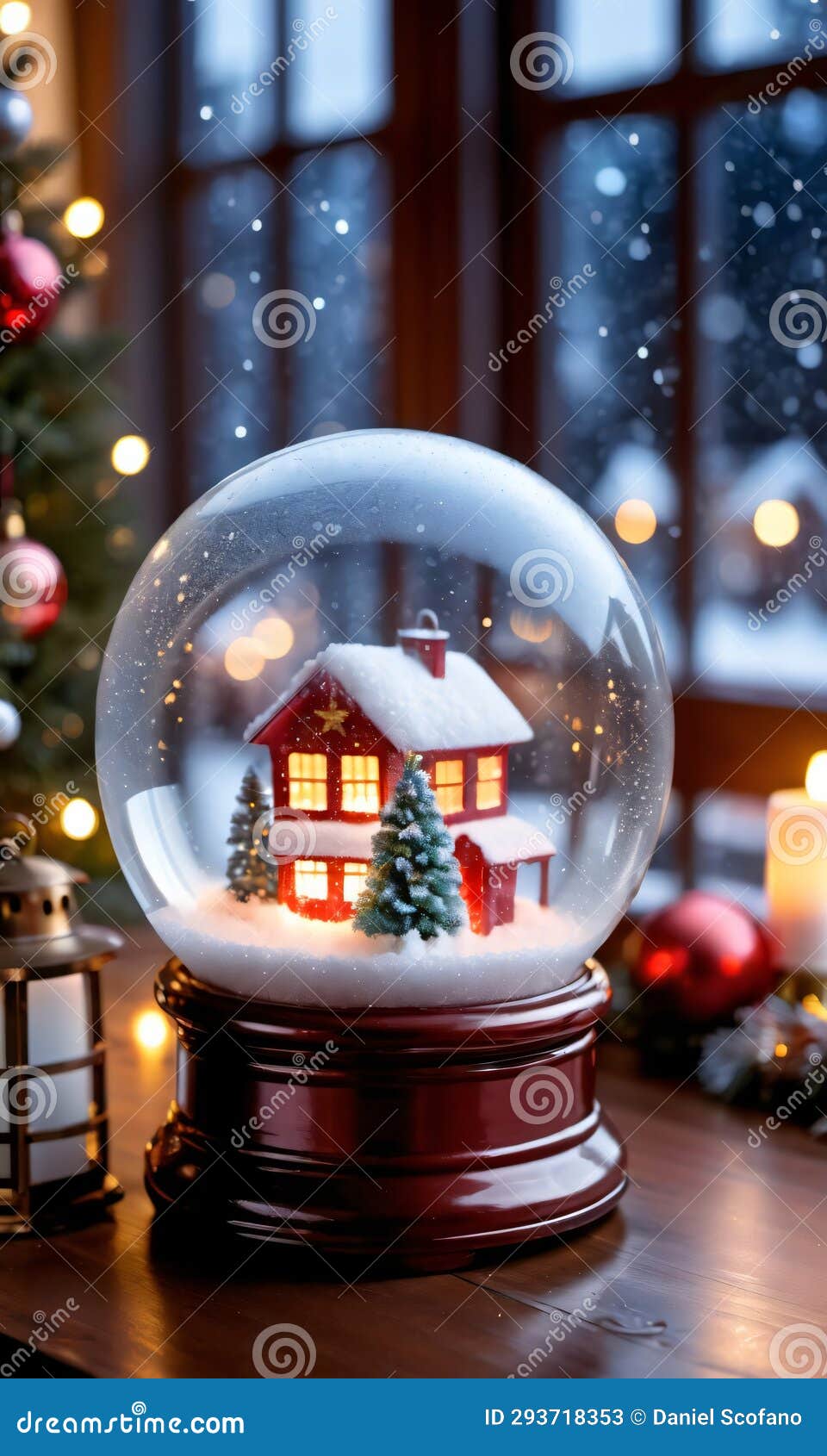 A Snow Globe with a House Inside. Generative AI Stock Illustration ...