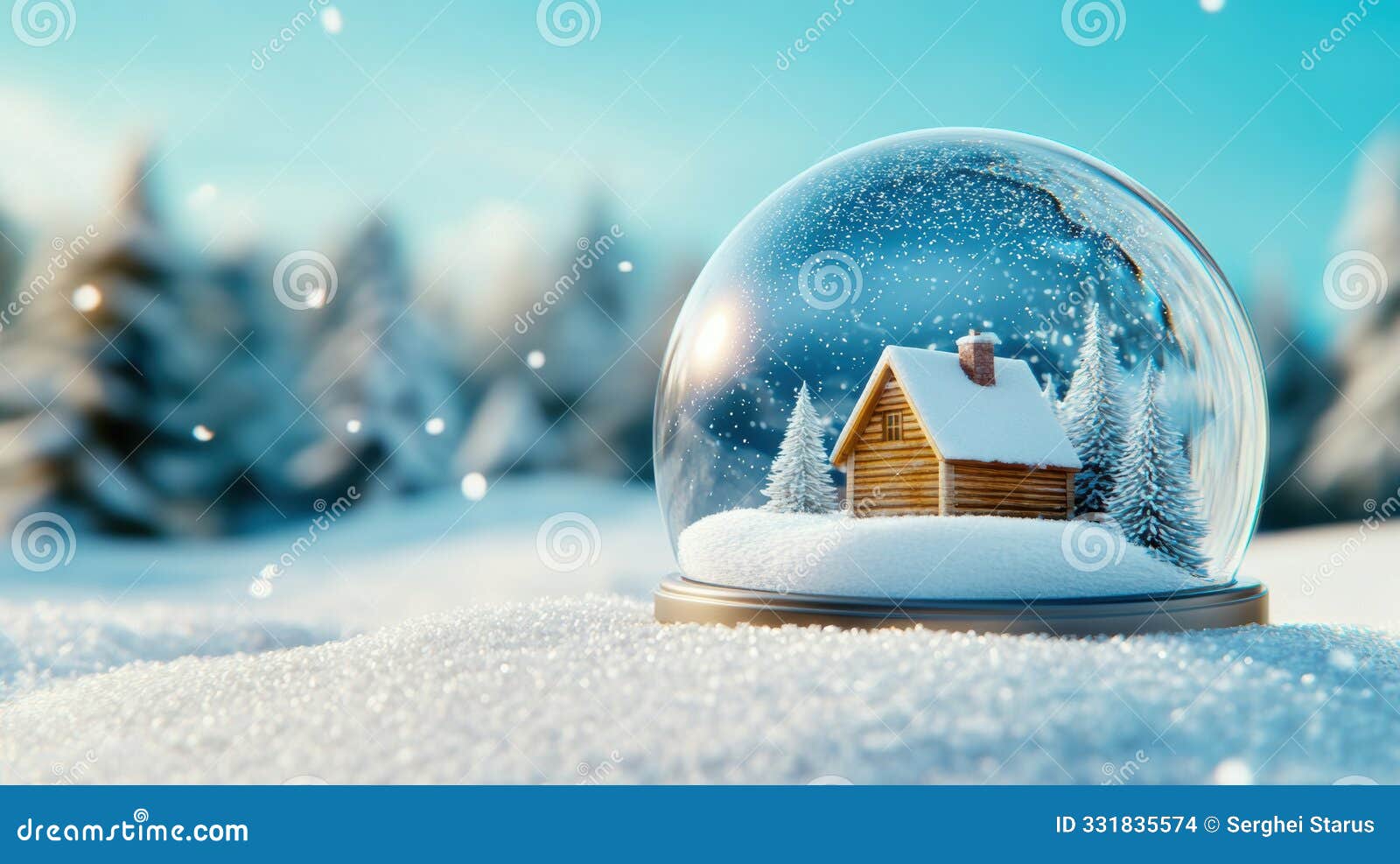 A Snow Globe with a House Inside of it on Top of the Snowy Ground, AI ...