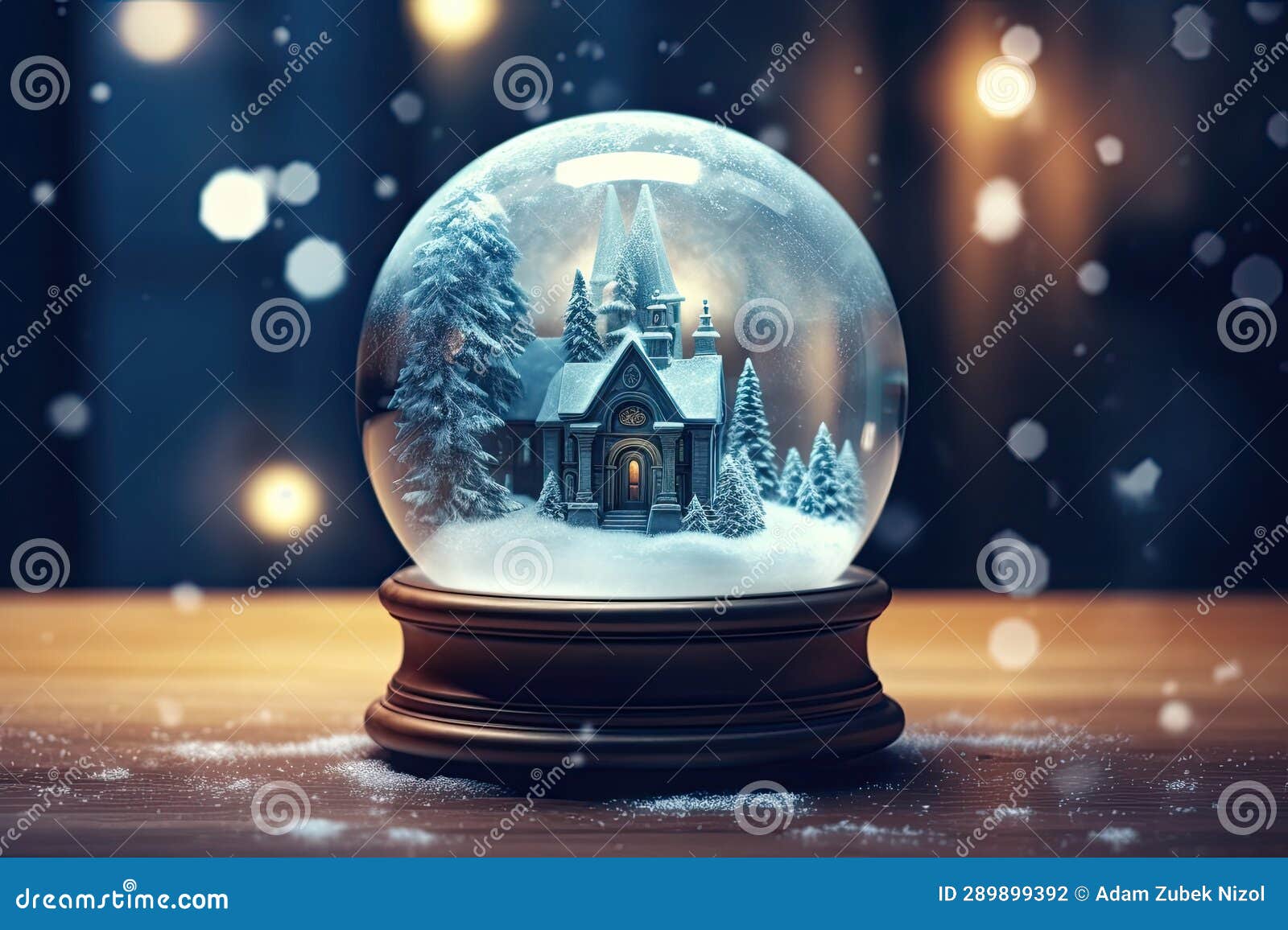 A Snow Globe with a House and Trees Inside Stock Illustration ...