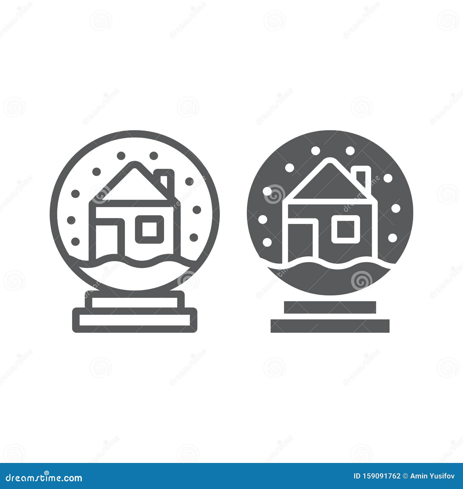 Snow Globe Line and Glyph Icon, Holiday and Decor, Glass Ball Sign ...