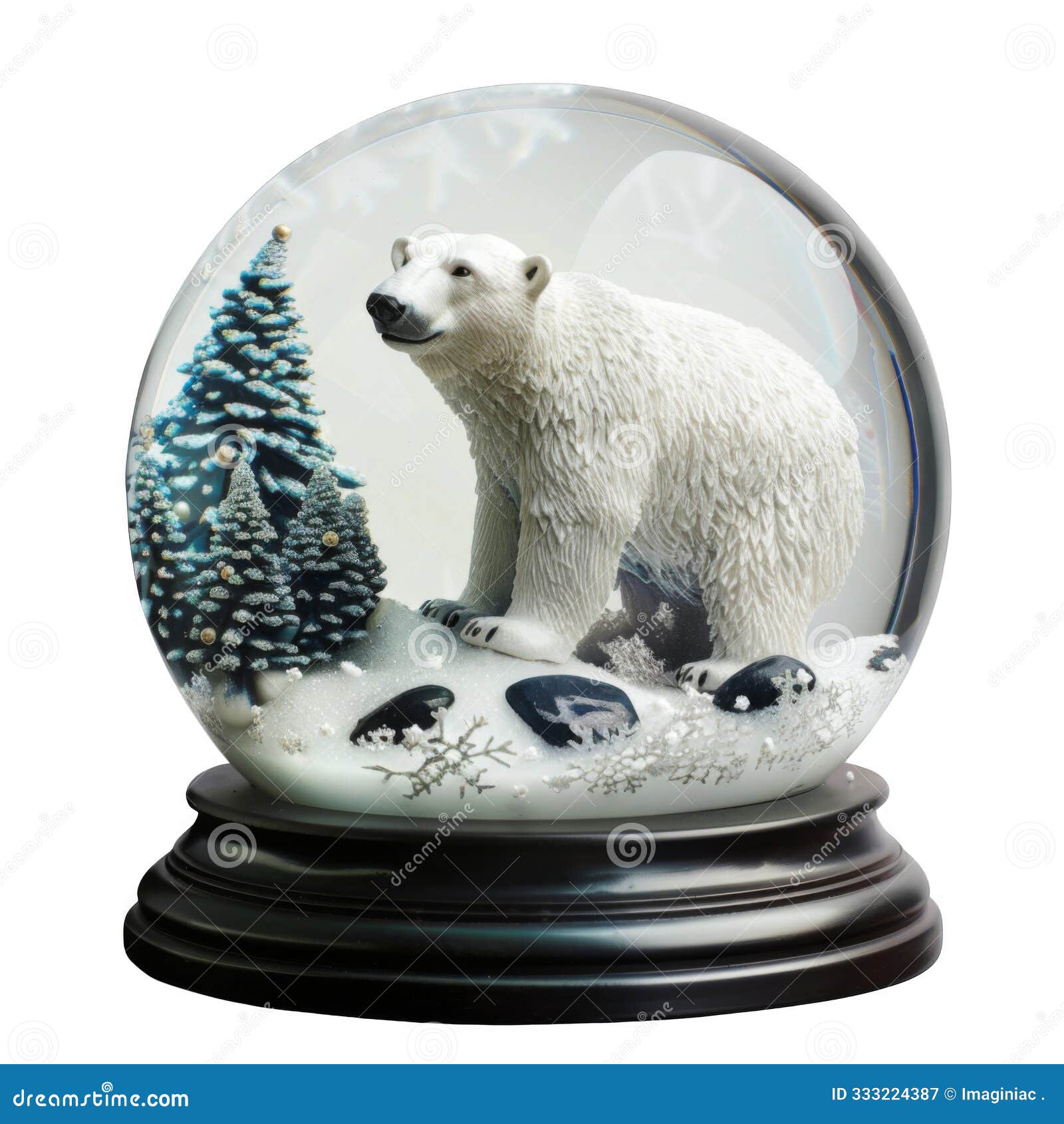 Snow Globe with Polar Bear and Pine Tree Stock Image - Illustration of ...