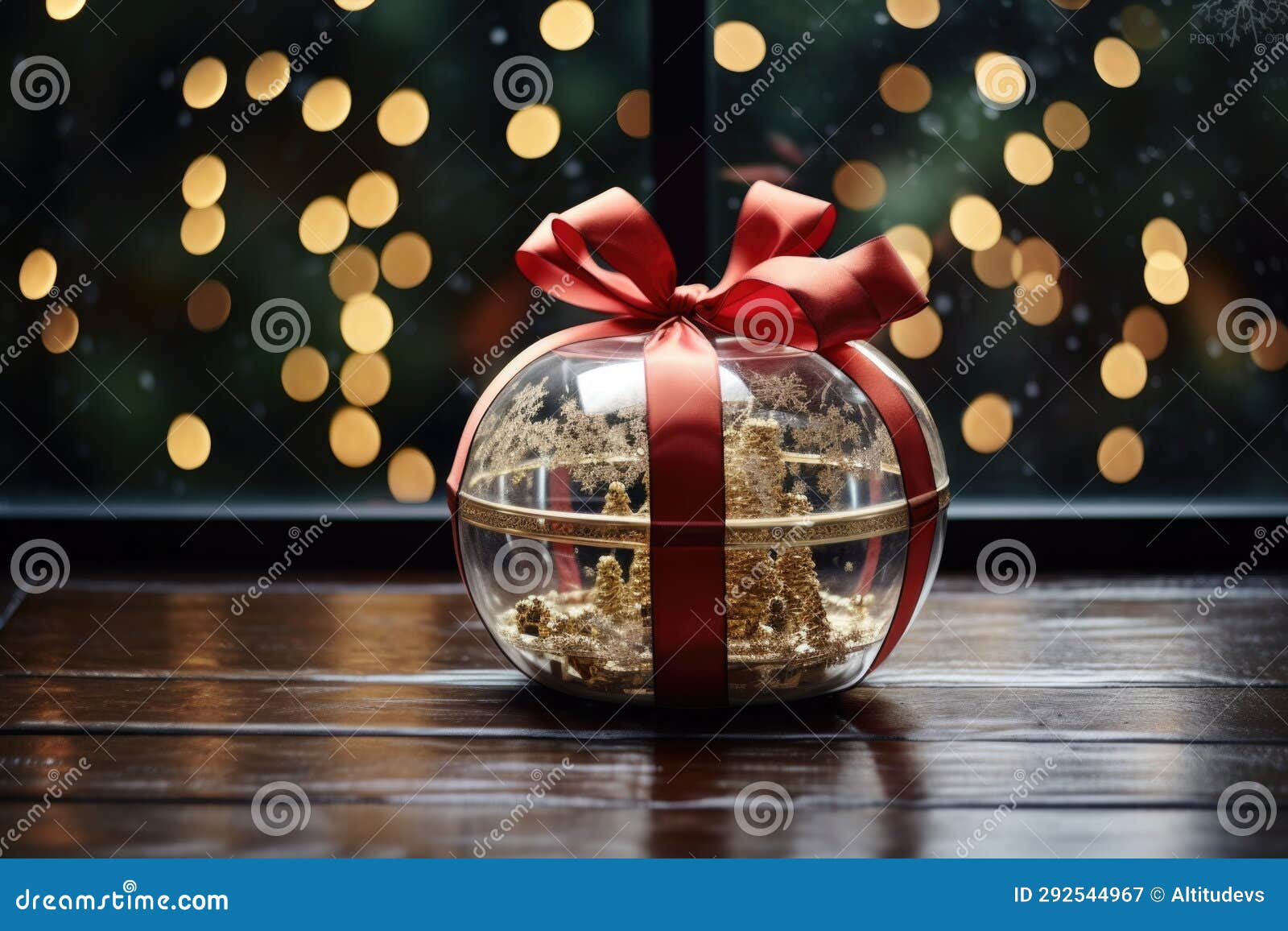 Snow Globe with a Pretty Gift-wrapped Box Stock Illustration ...