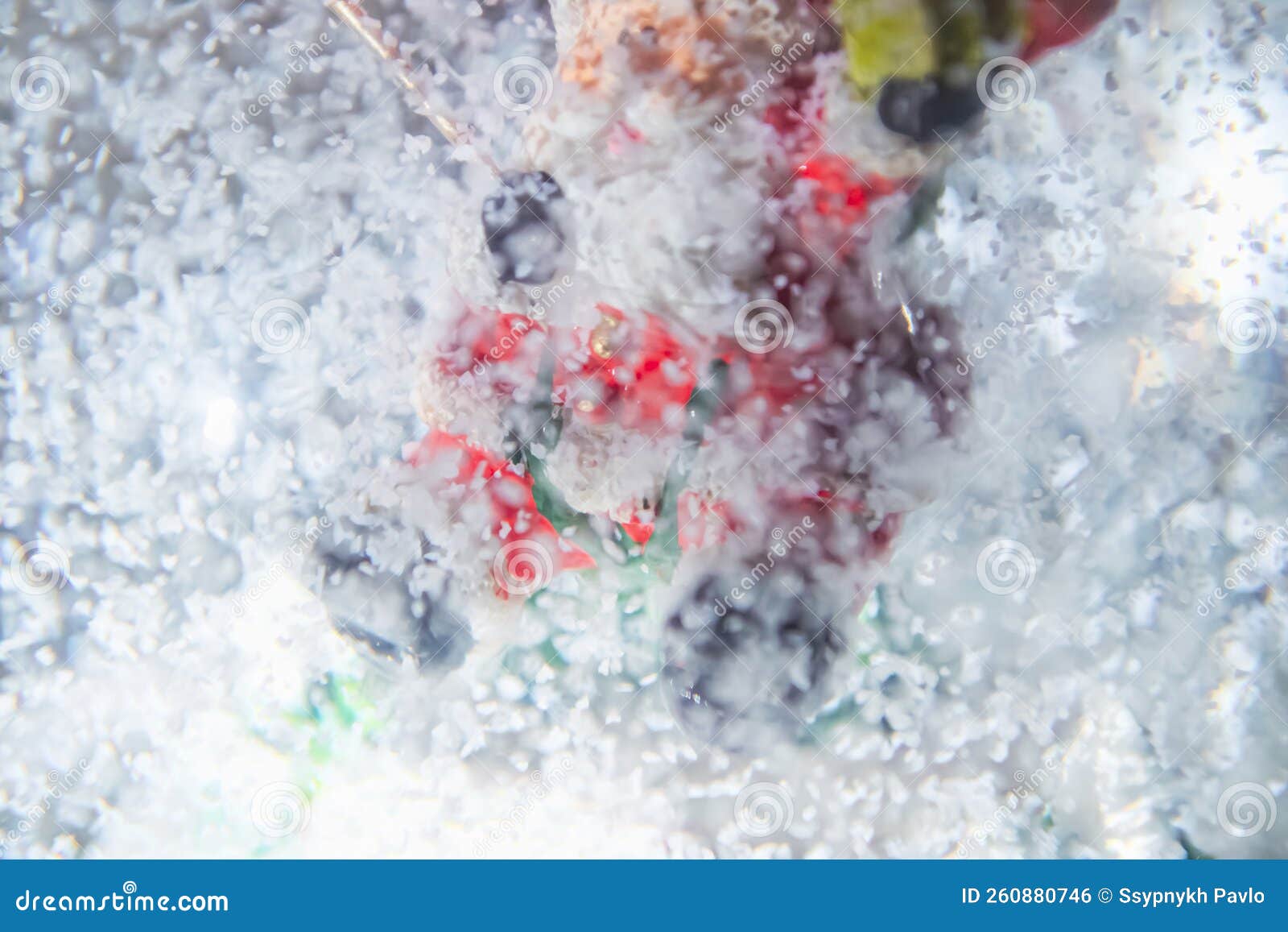 In the Snow Globe is Santa Claus. the Focus is Blurred because of the ...