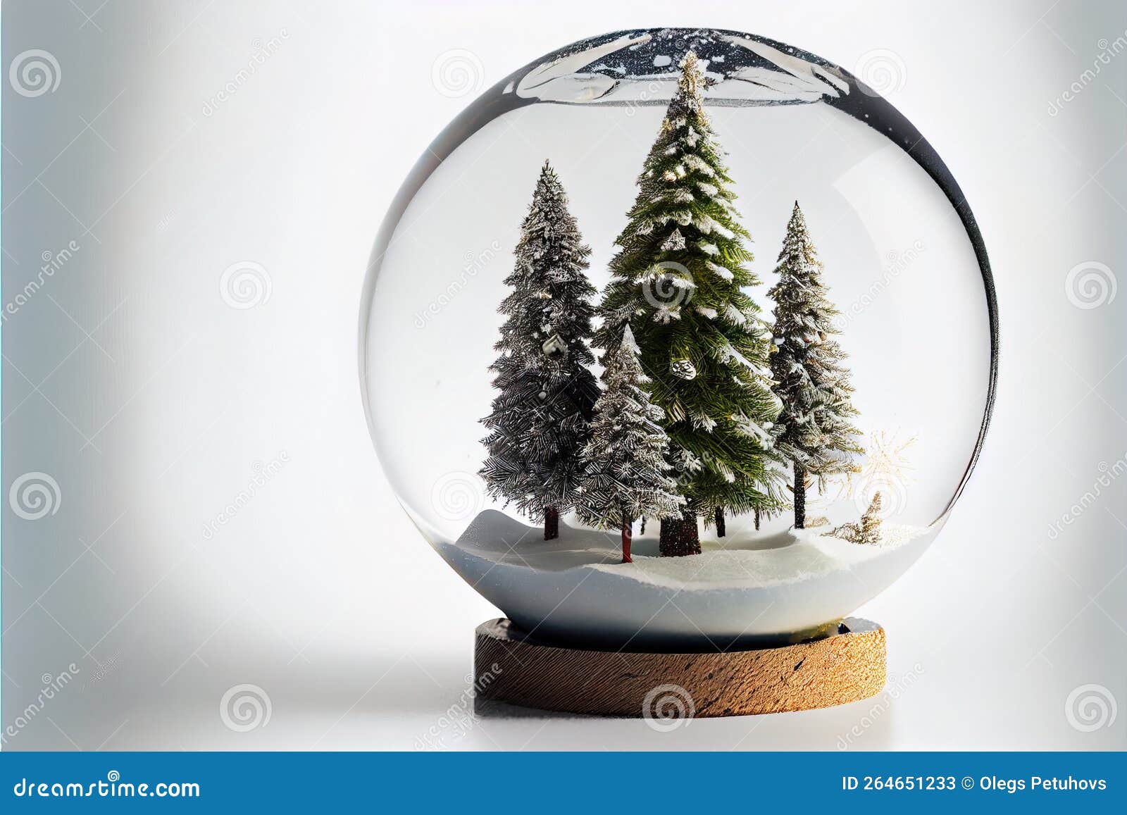 A Snow Globe with Trees Inside of it on a Table Top with a White ...