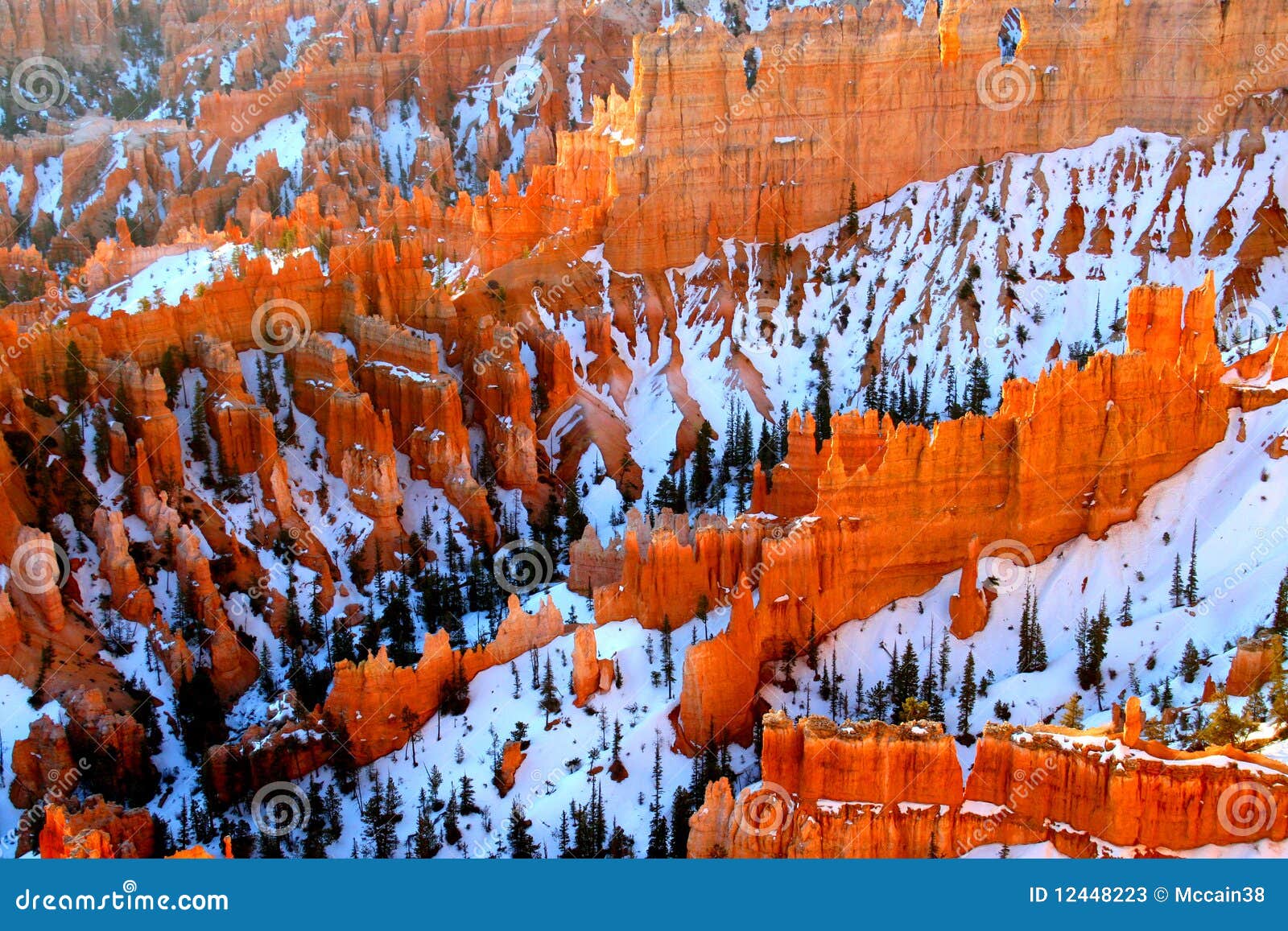 Snow glow stock image. Image of bryce, hoodoos, erosion - 12448223