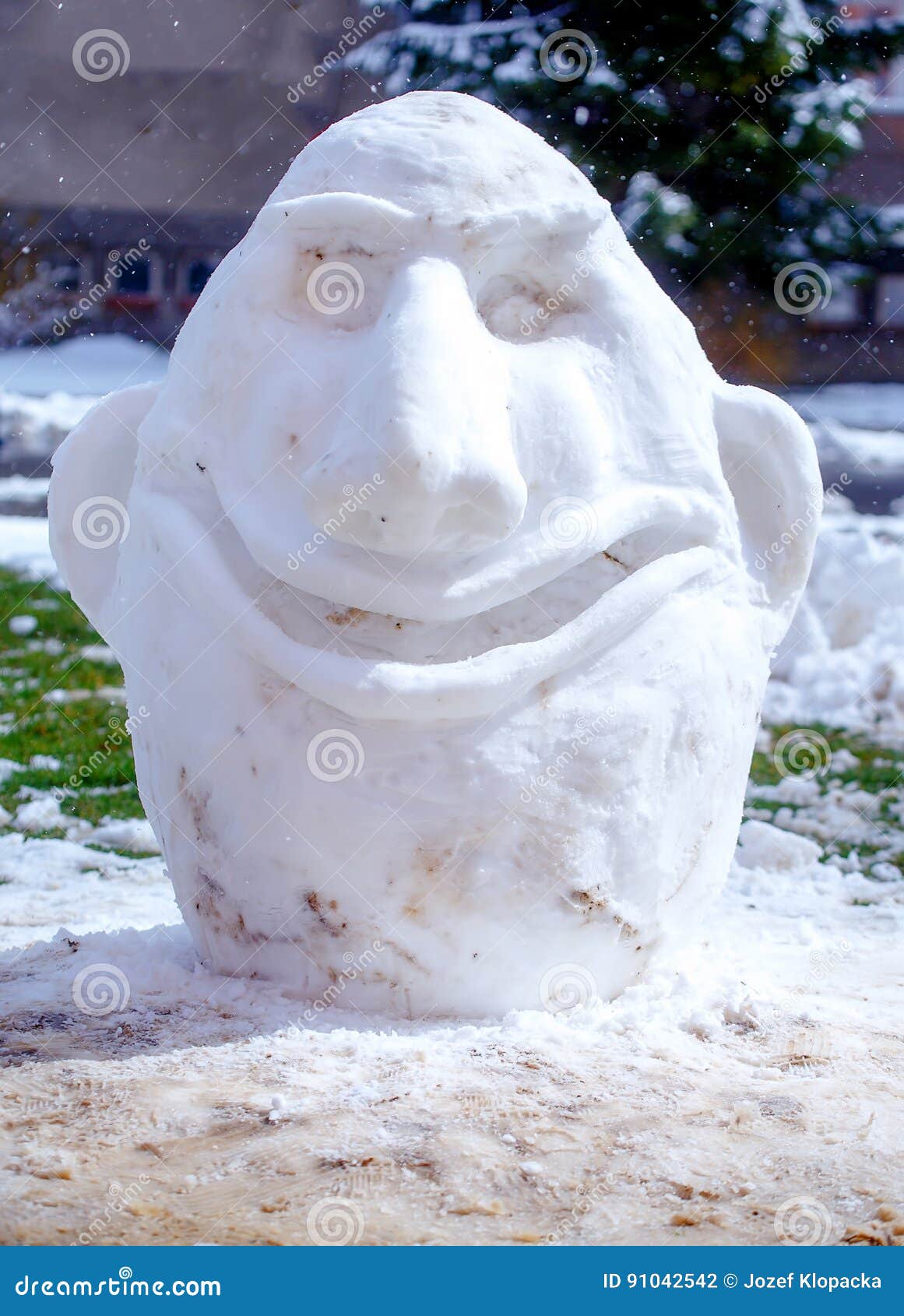 Snow Goblin With A Big Smile. Snowman In Winter. Stock Photo - Image of ...